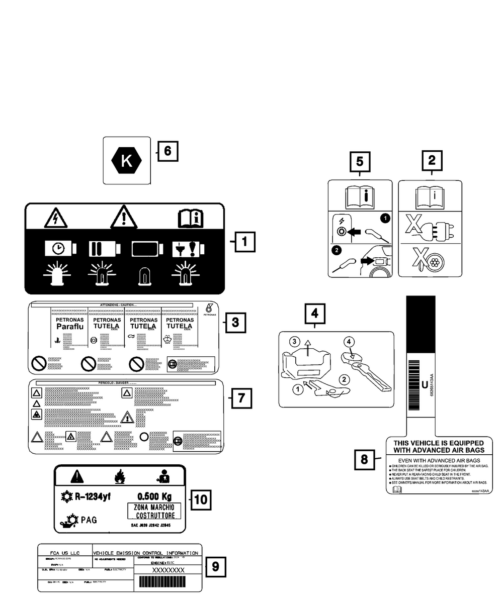2024 Fiat 500E Warning Label 68655611AA | Mopar eStore
