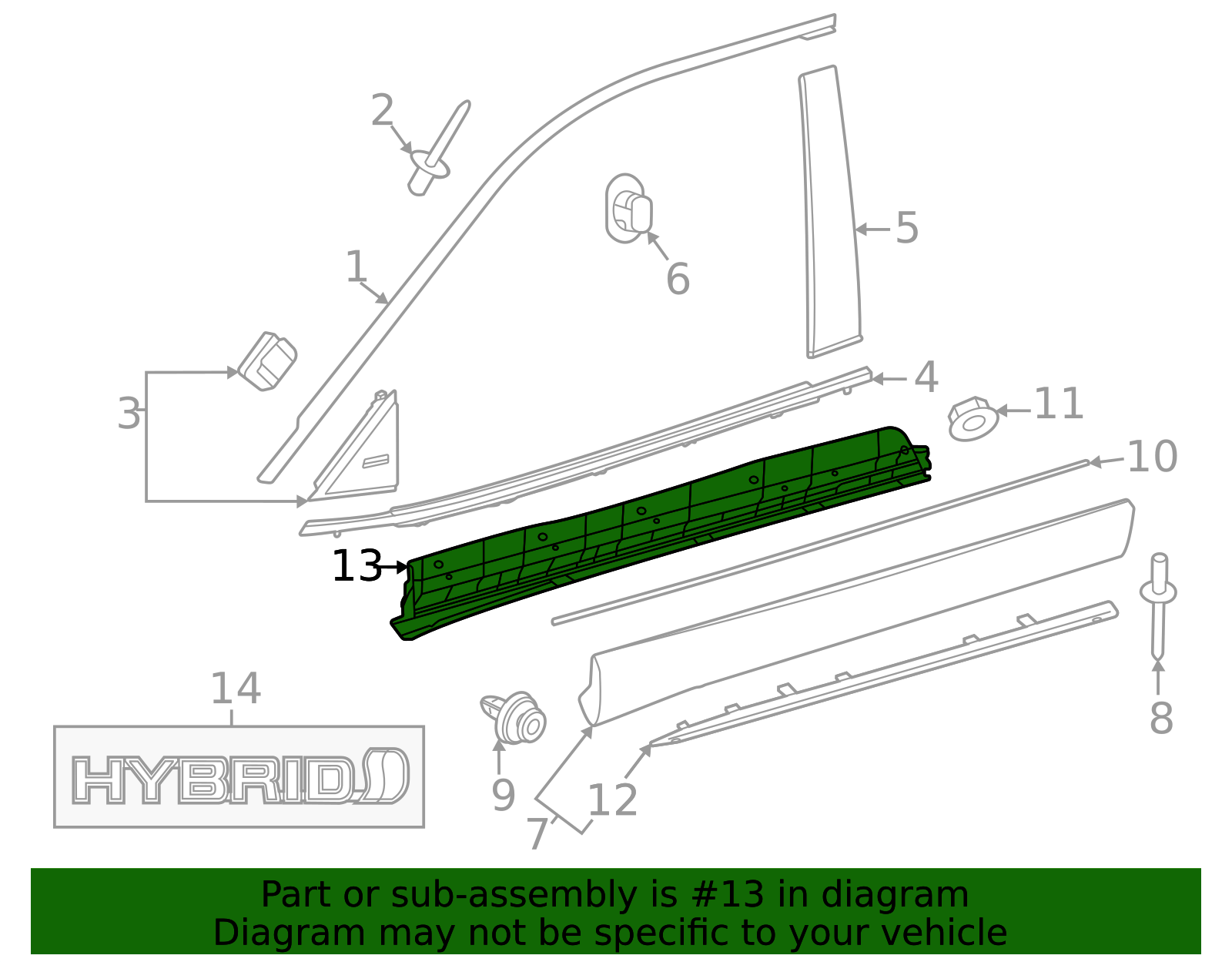 2021-2024 Toyota Highlander Inner Molding 75735-0E041 | Toyota Parts Center