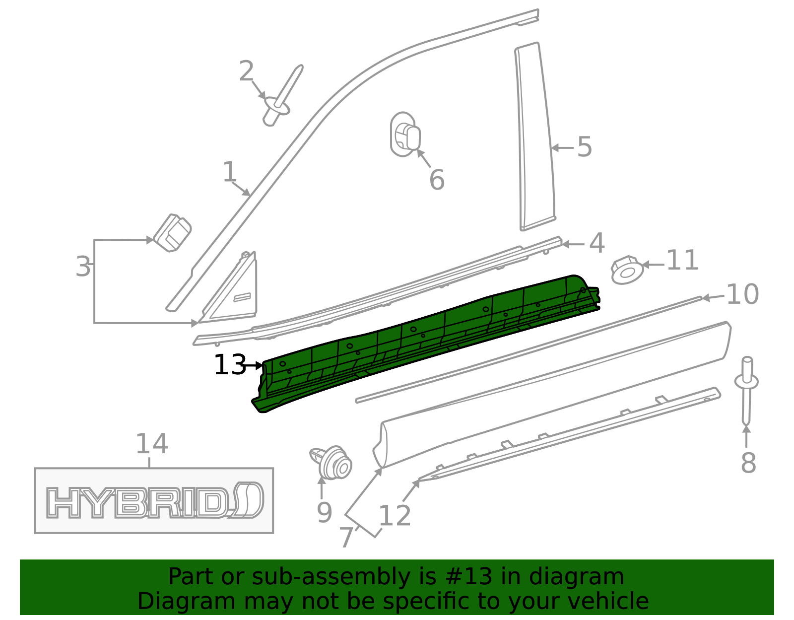2020-2025 Toyota Highlander Door Molding 75736-0E021 | Toyota Parts Center