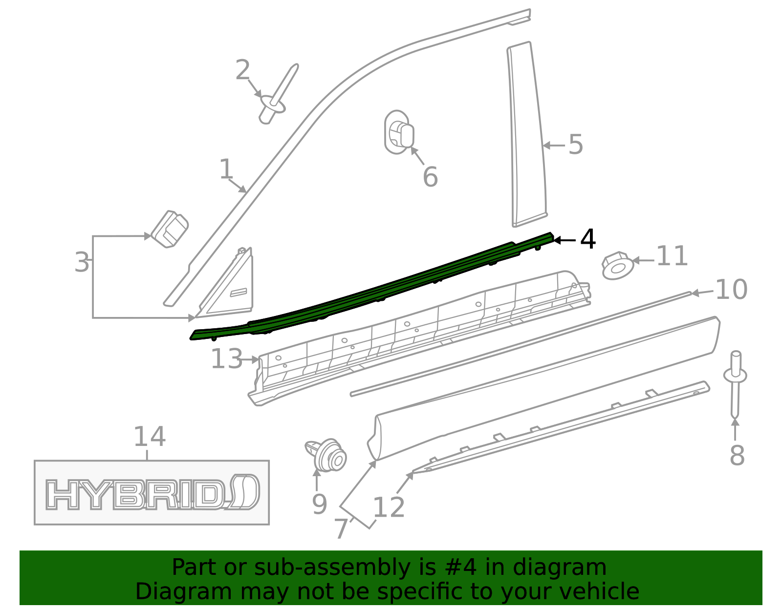 2020-2025 Toyota Highlander Belt Molding 75710-0E100 | OEM Parts Online