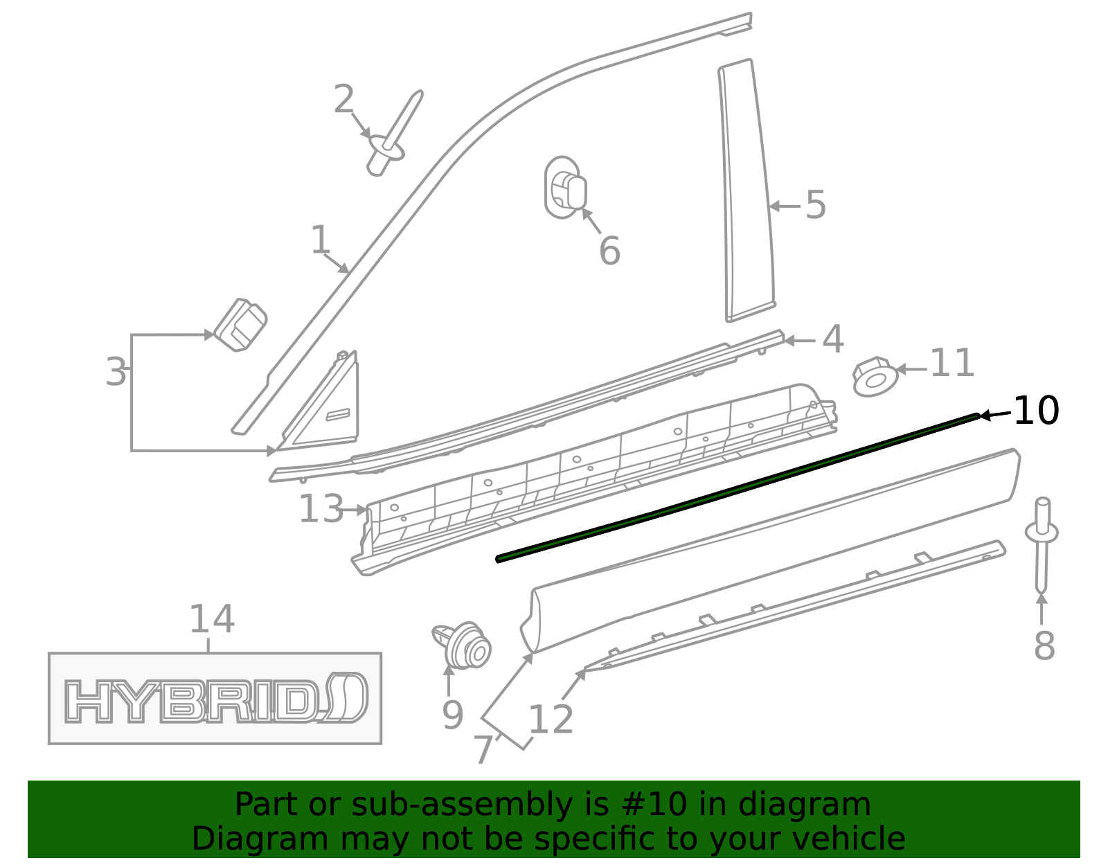 75793-0E090 - 2020-2024 Toyota Highlander - Outer Molding Pad | Nucar ...