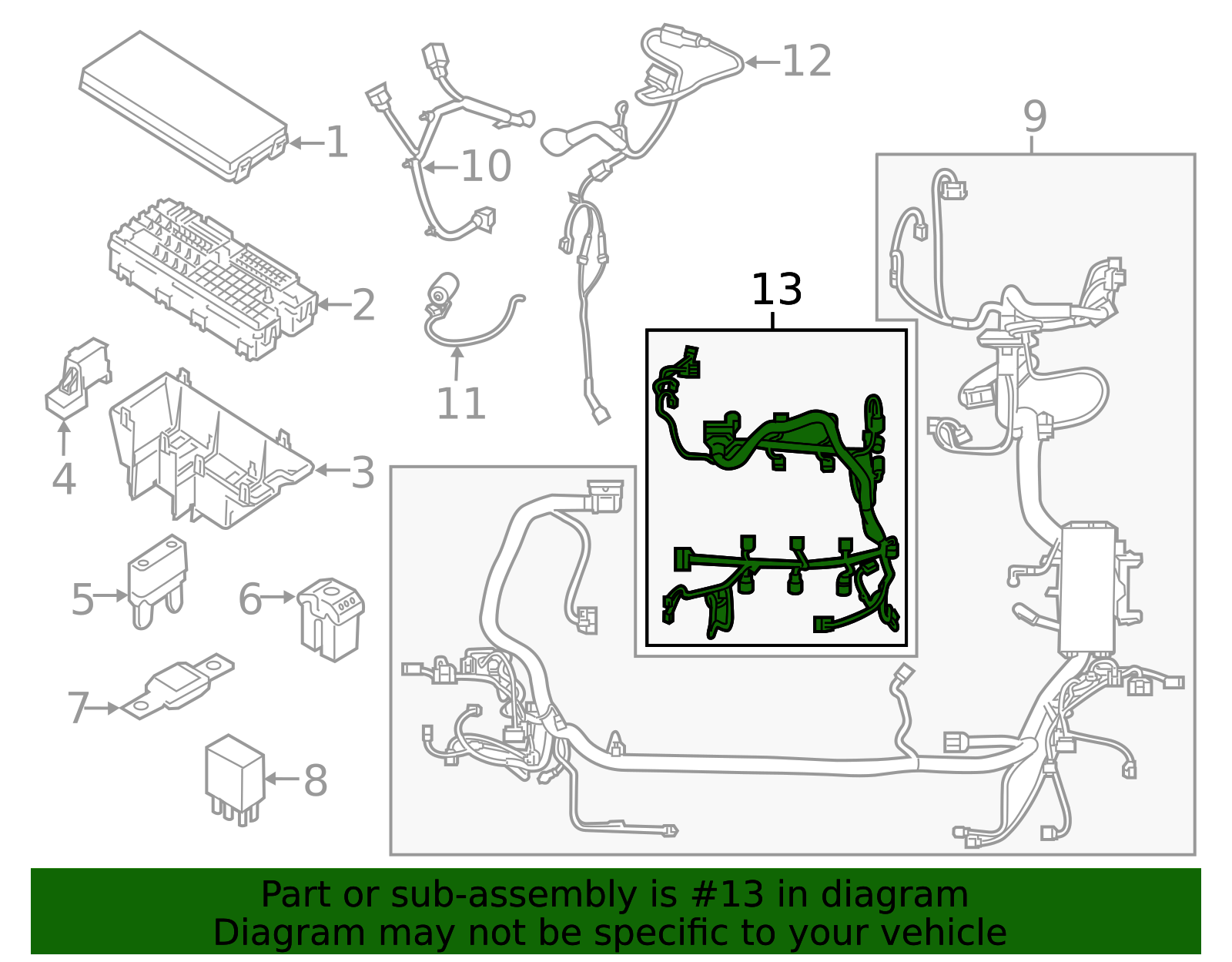 2017-2019 Lincoln MKC | Engine Harness | GU5Z-12A581-SV | Walls' Ford Parts