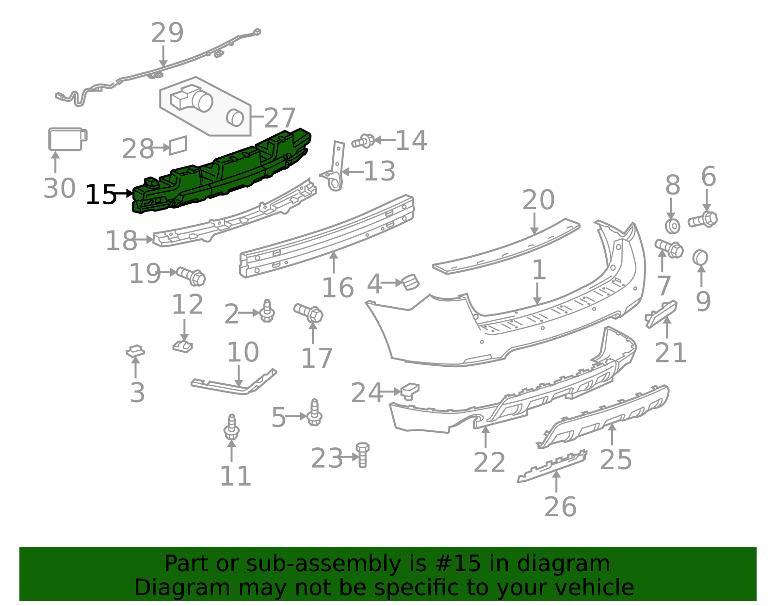 2016-2017 Chevrolet Equinox Rear Bumper Fascia Energy Absorber 23477043 ...