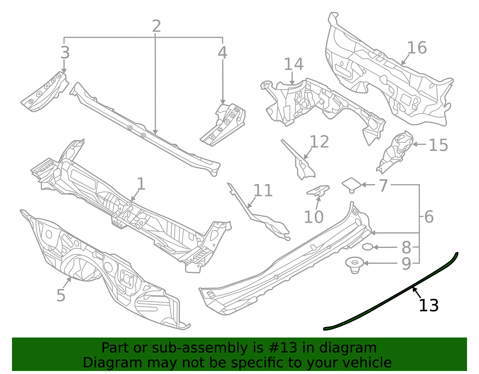 2015-2025 Subaru Seal To Cowl 91441AL01B | Subaru Parts Guys
