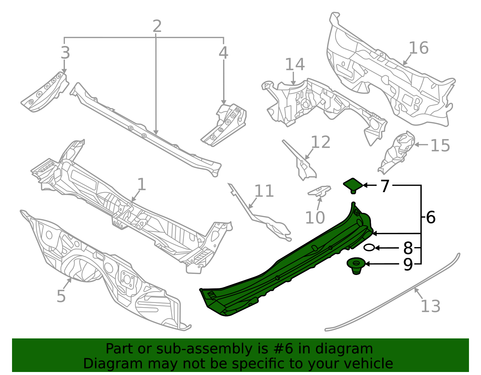 2020-2025 Subaru Cowl Grille 91419AN01D | Subaru Parts Store