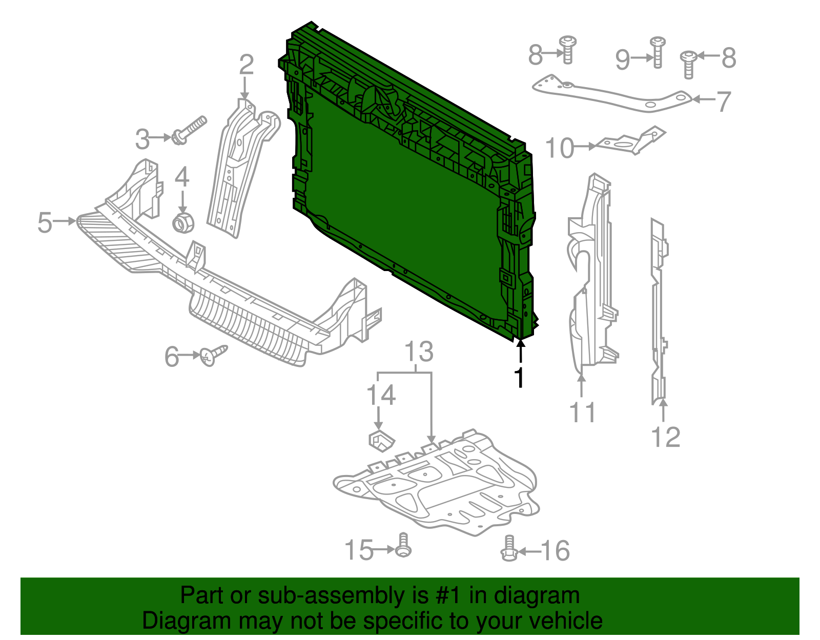 2018-2024 Volkswagen Tiguan Radiator Support 5NN-805-588-K | VW Direct ...