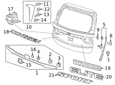 Exterior Trim - Lift Gate for 2023 Honda Odyssey | Honda Factory Parts