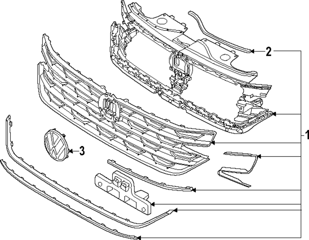 2024-2025 Volkswagen Atlas Grille Assembly 3CN-853-651-AR-OQE | VW ...