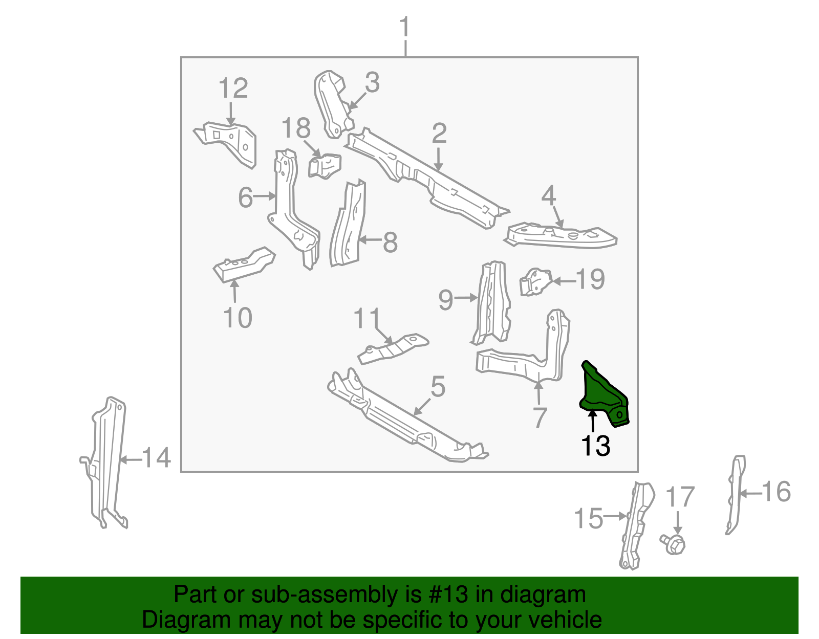 53258-48020 - Radiator Support Bracket 2001-2007 Toyota Highlander ...