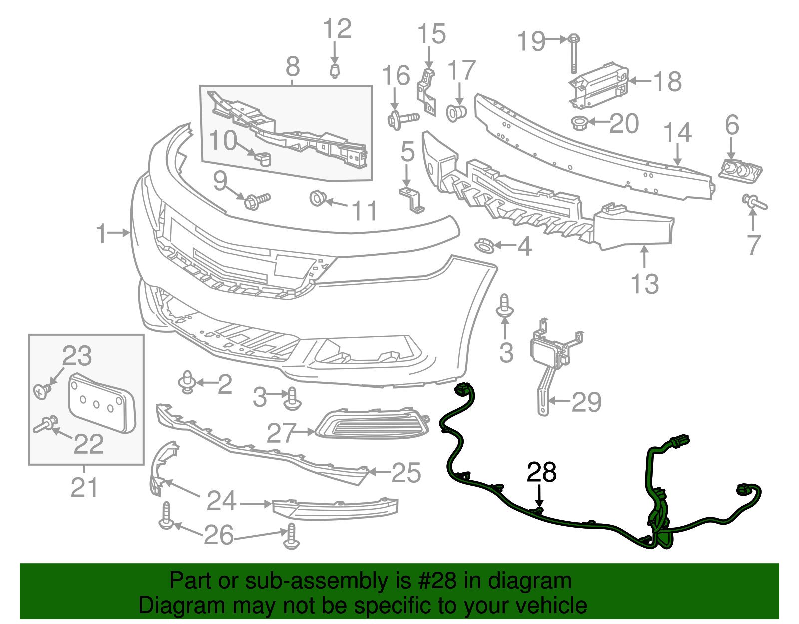 2014-2017 Chevrolet Impala Front Object Alarm Sensor Wiring Harness ...