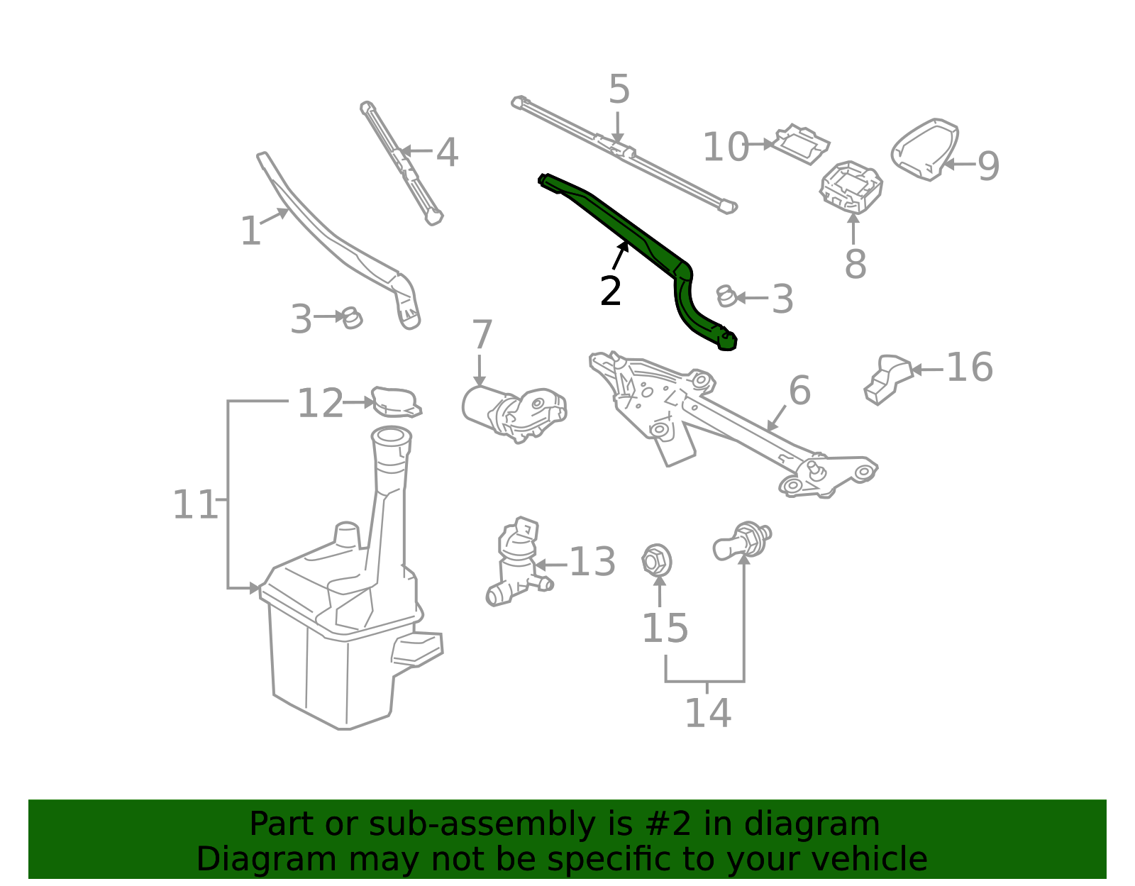 85221-AC010 - Wiper Arm - 2005-2012 Toyota Avalon | Nucar Toyota of ...