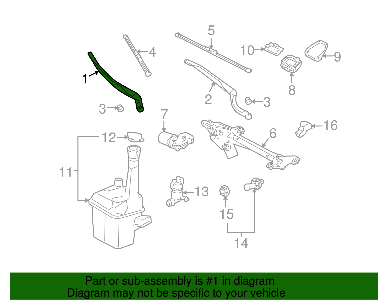 Genuine Toyota Wiper Arm part# 85211-AC010 for 2005-2012 Toyota Avalon ...