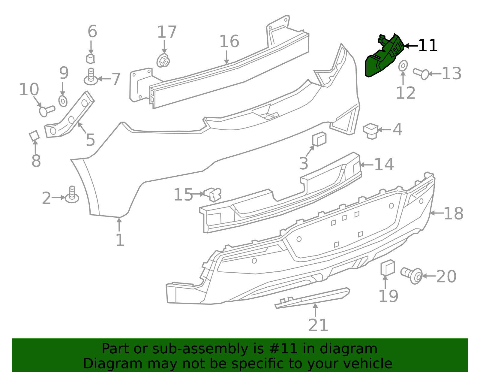 23142935 - Passenger Side Rear Bumper Fascia Tail Lamp Opening Bracket ...