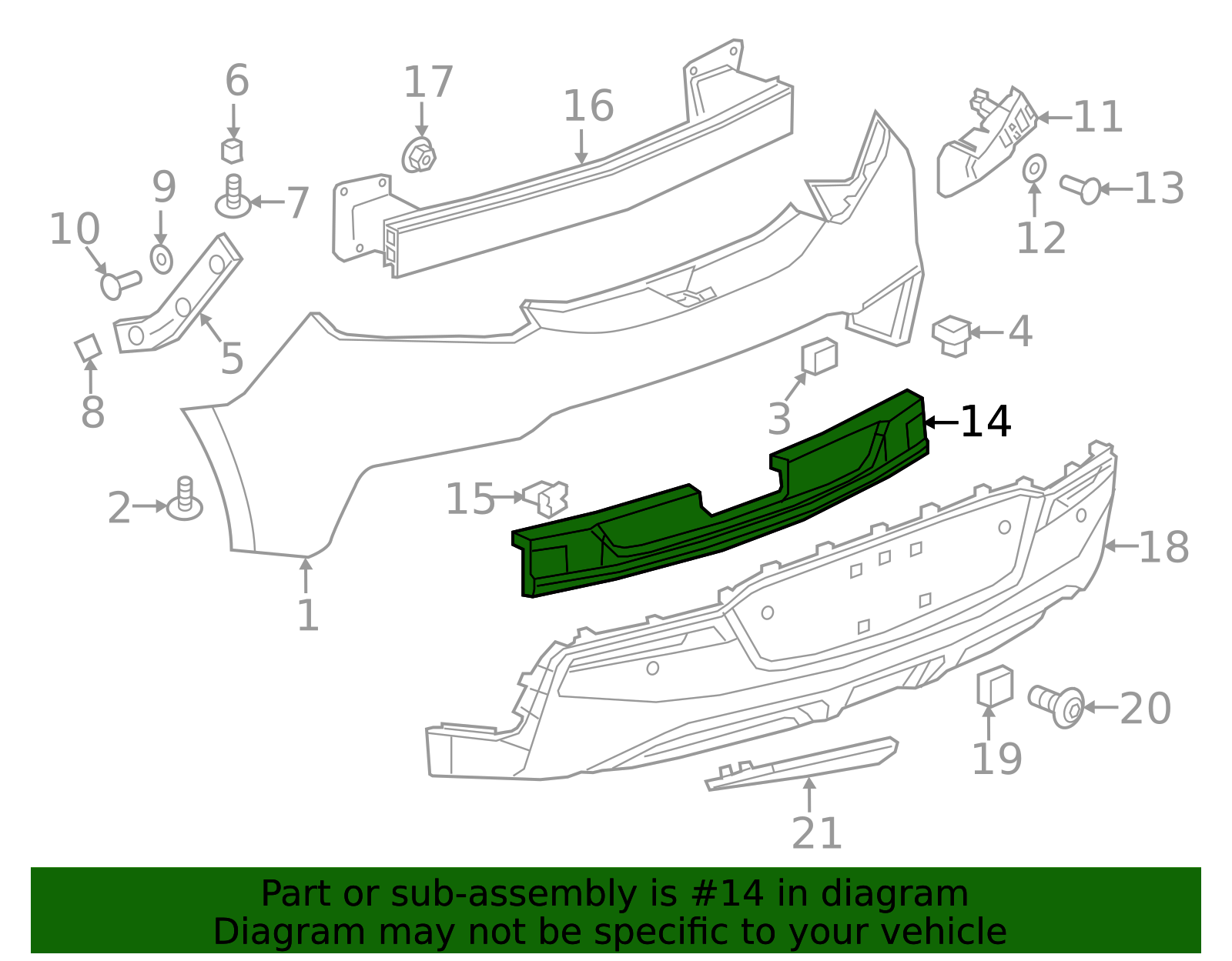 2016-2019 Chevrolet Volt Rear Bumper Fascia Energy Absorber 23208334 ...