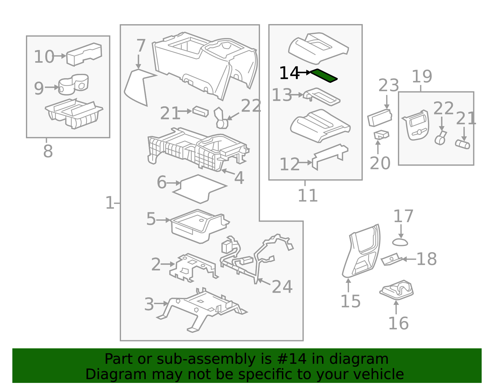 19328700 - Front Floor Console Front Compartment Liner 2007-2014 GM ...