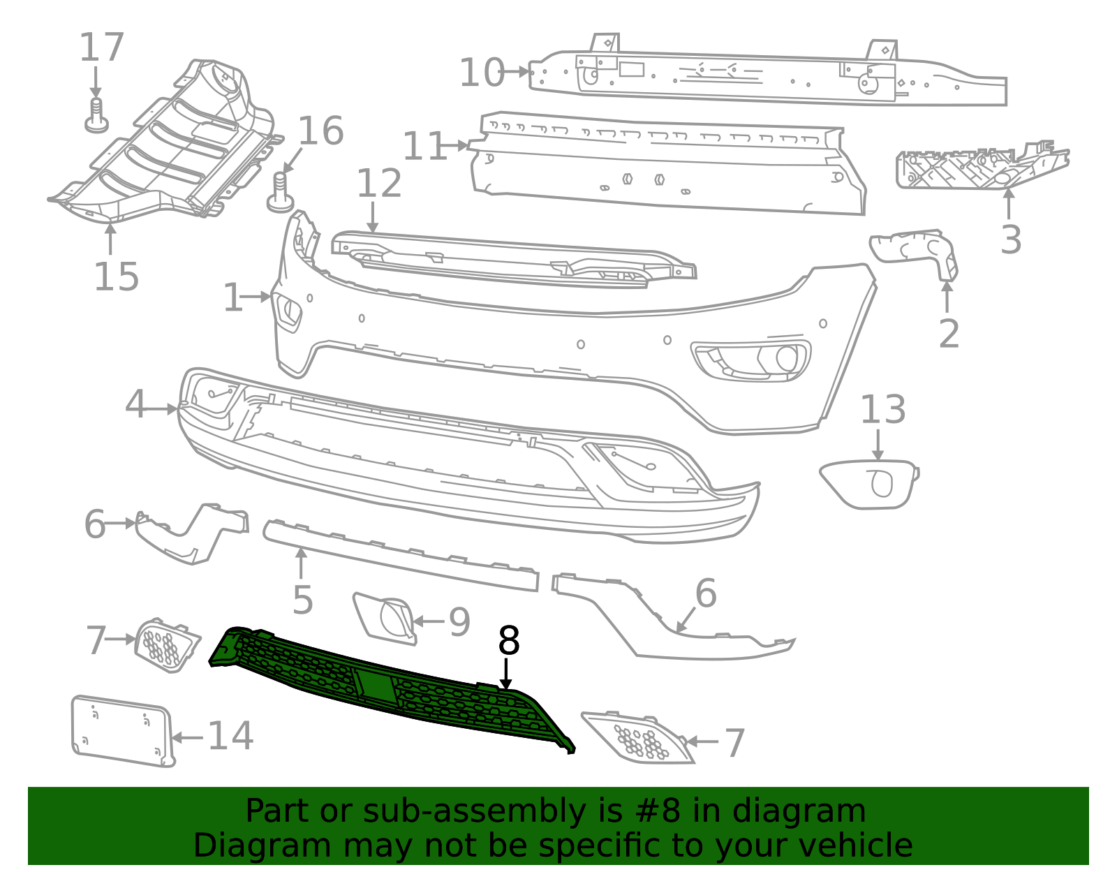2014-2015 Jeep Grand Cherokee Lower Grille 68143462AC | Mopar Parts Canada