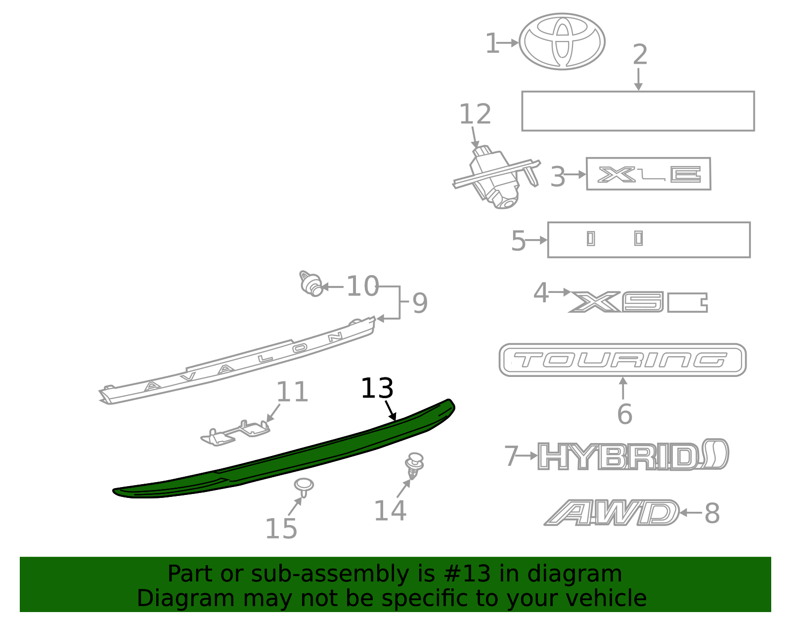 2019-2022 Toyota Avalon Rear Spoiler 76871-07900 | Toyota Parts Center