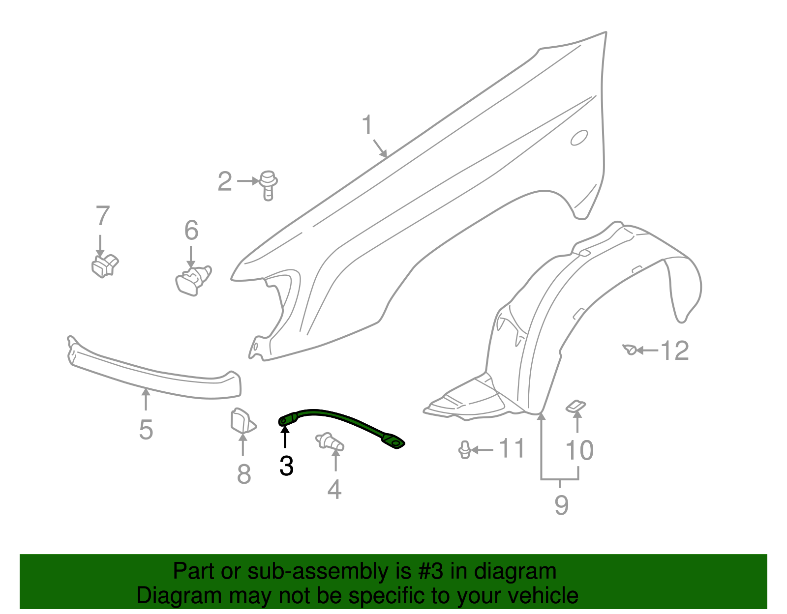 57130FC010 - 1998-2002 Subaru Forester - Fender Stay | Subaru Parts HQ