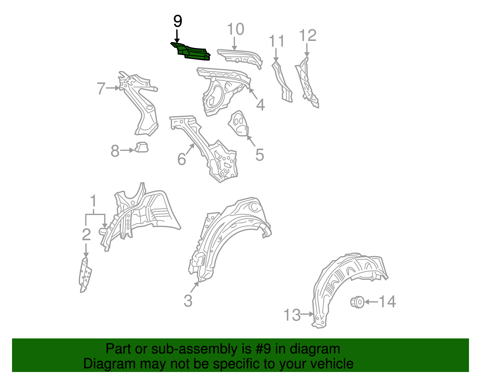 2010-2015 Toyota Upper Reinforced 61713-47020 | Toyota Parts Center