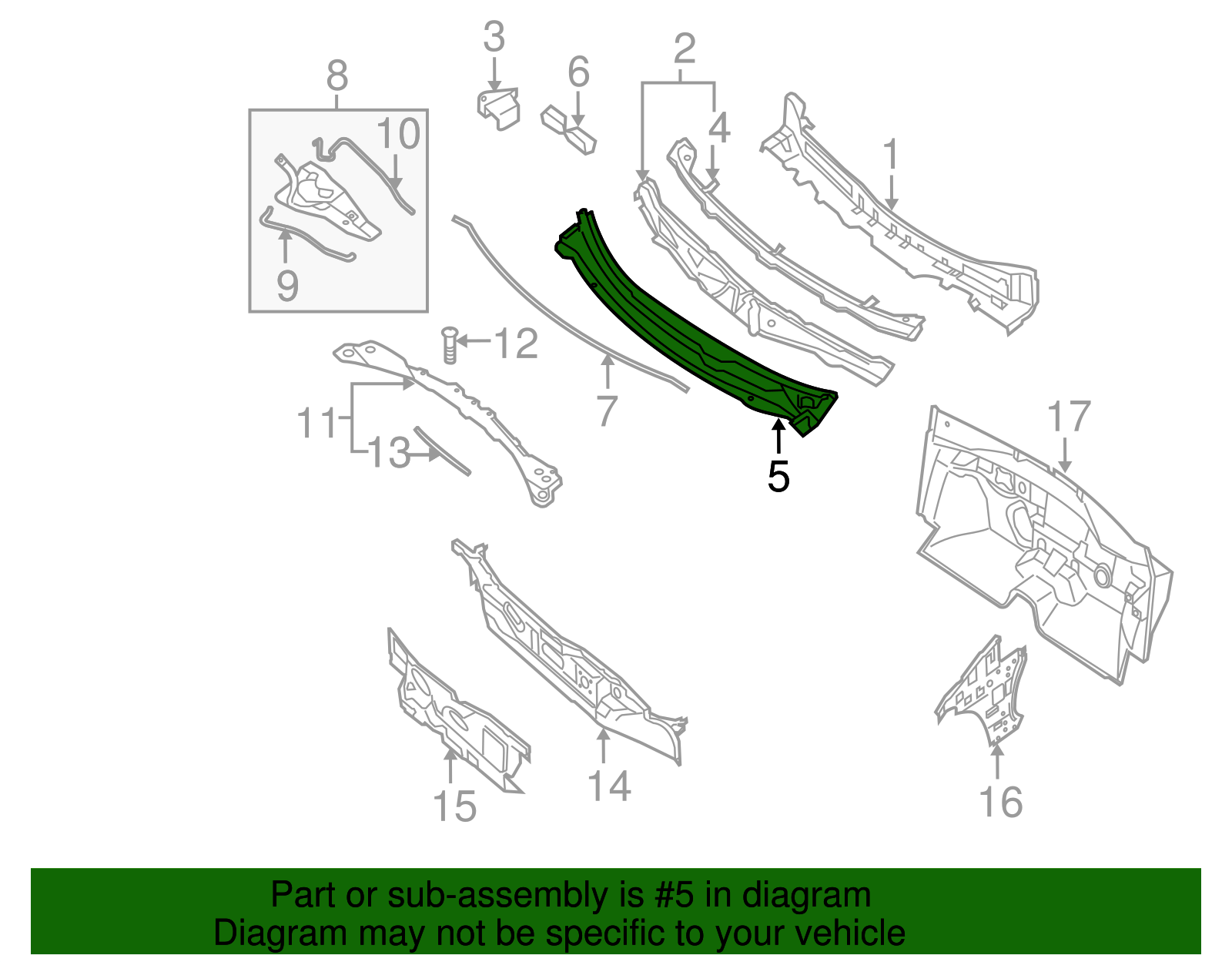 2007-2013 Nissan Altima Cowl Grille 66862-ZN50A | Bill Kay Nissan Parts