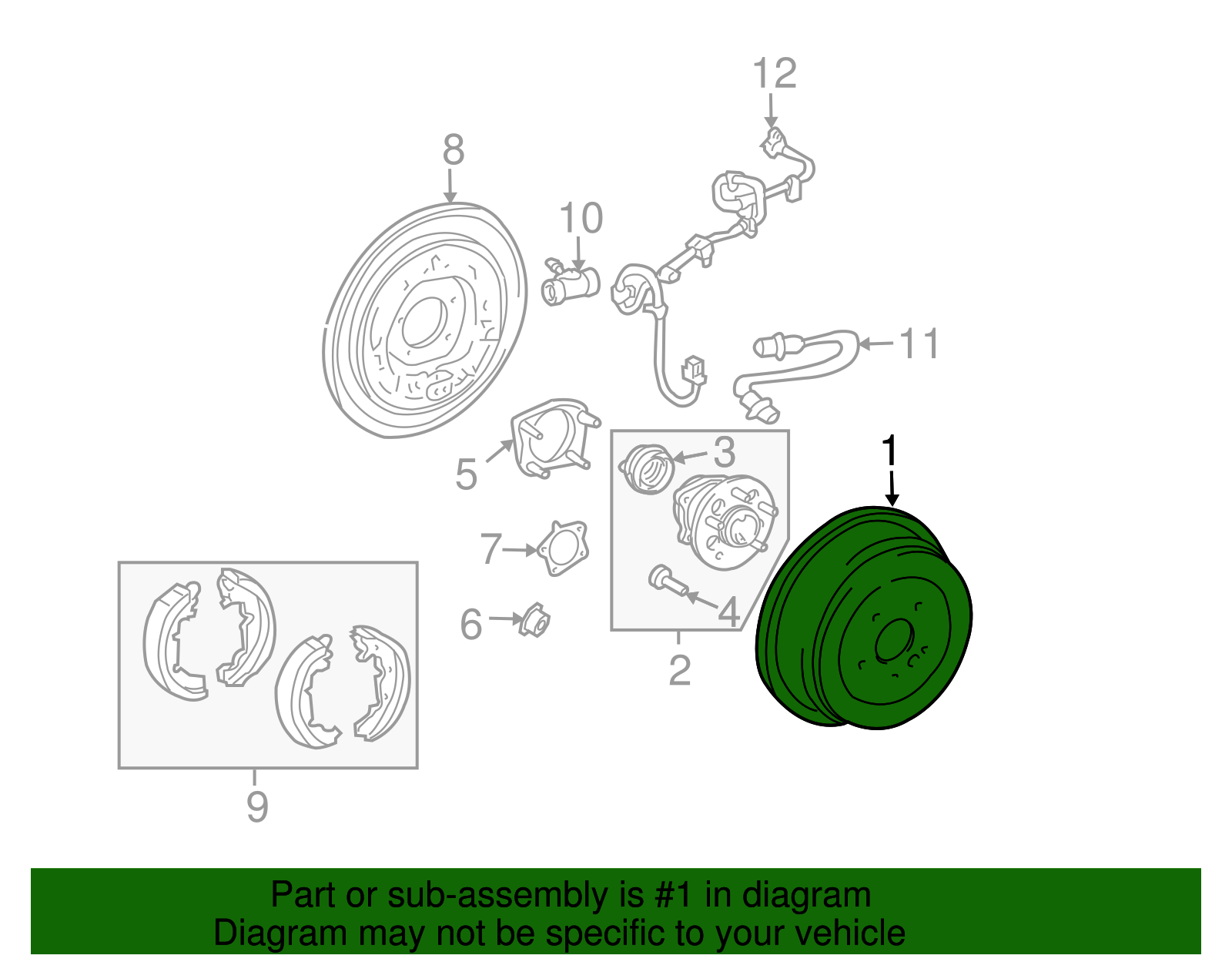 2004-2010 Toyota Sienna Drum 42431-08021 | Toyota Parts Center