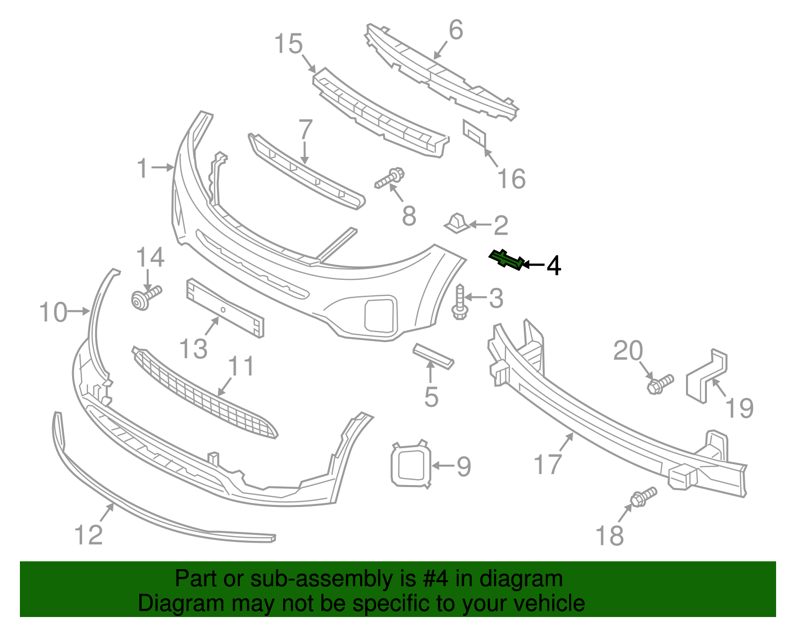 86518-1U700 - Bumper Cover Reinforcement 2014-2015 Kia Sorento | Kia ...