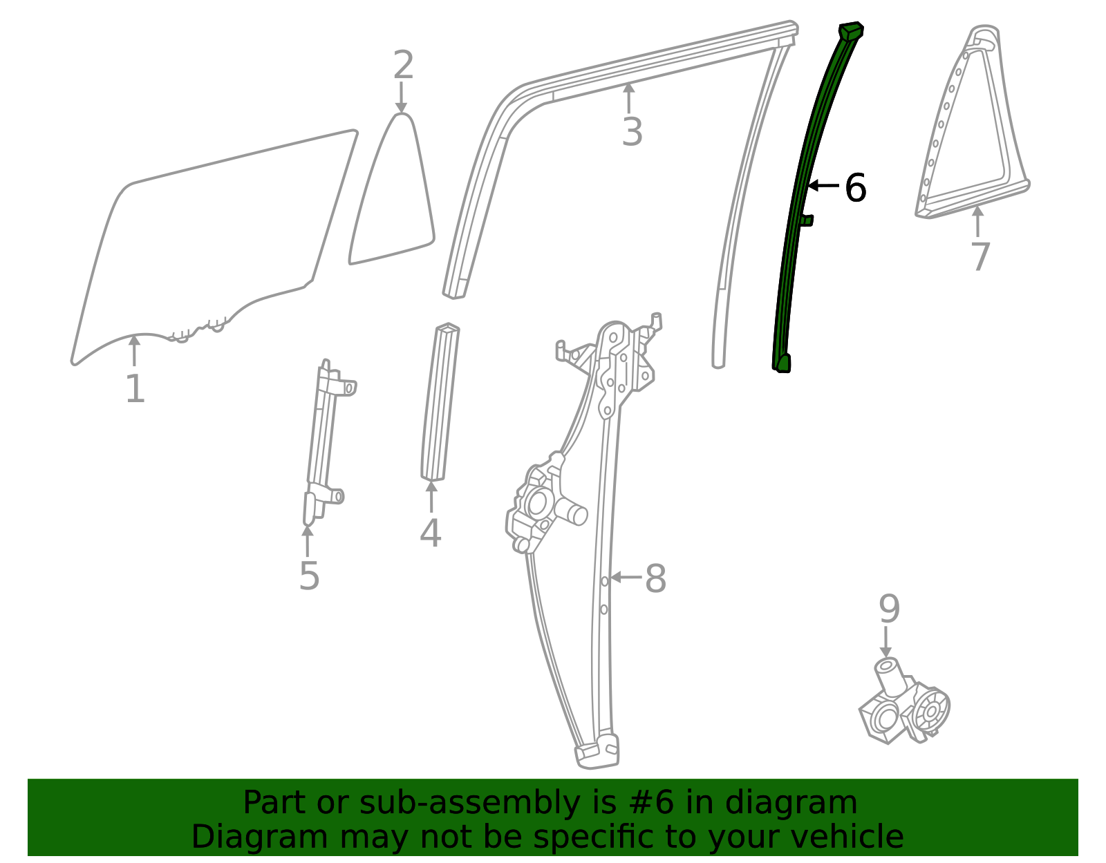 2023-2025 Toyota Sequoia Window Regulator Guide 67408-0C100 | Toyota ...