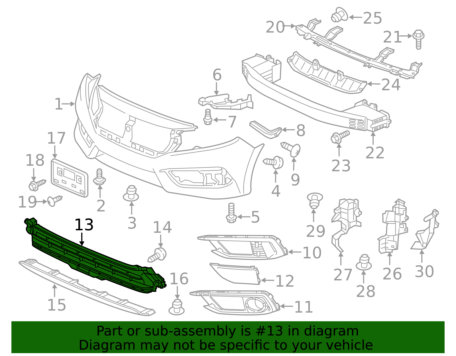 71115-TBA-A60 - 2019-2021 Honda Civic - Grille Assembly Front Bumper ...