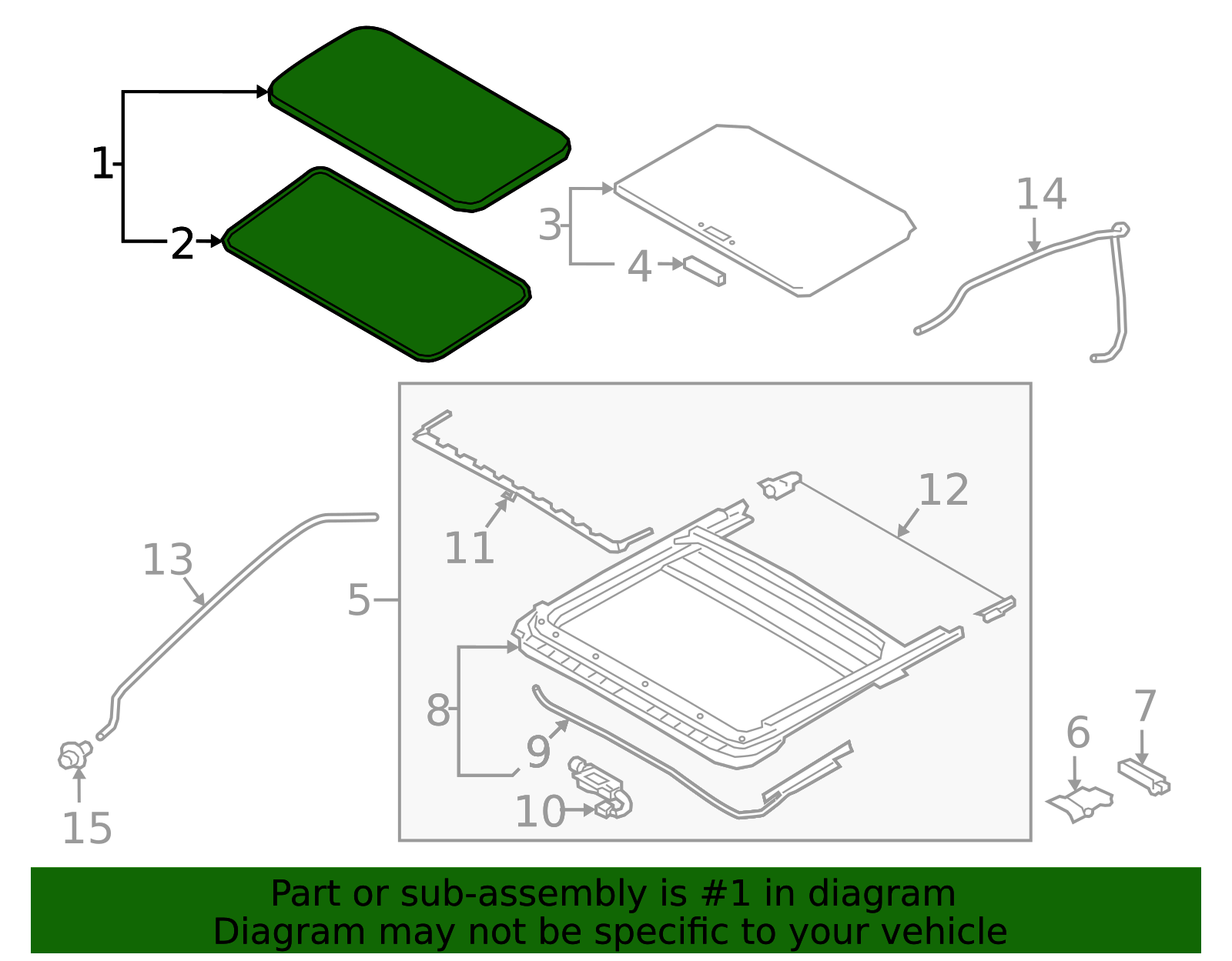 2019-2025 Nissan Altima Sunroof Glass 91210-6CA1A | Nissan Parts Central