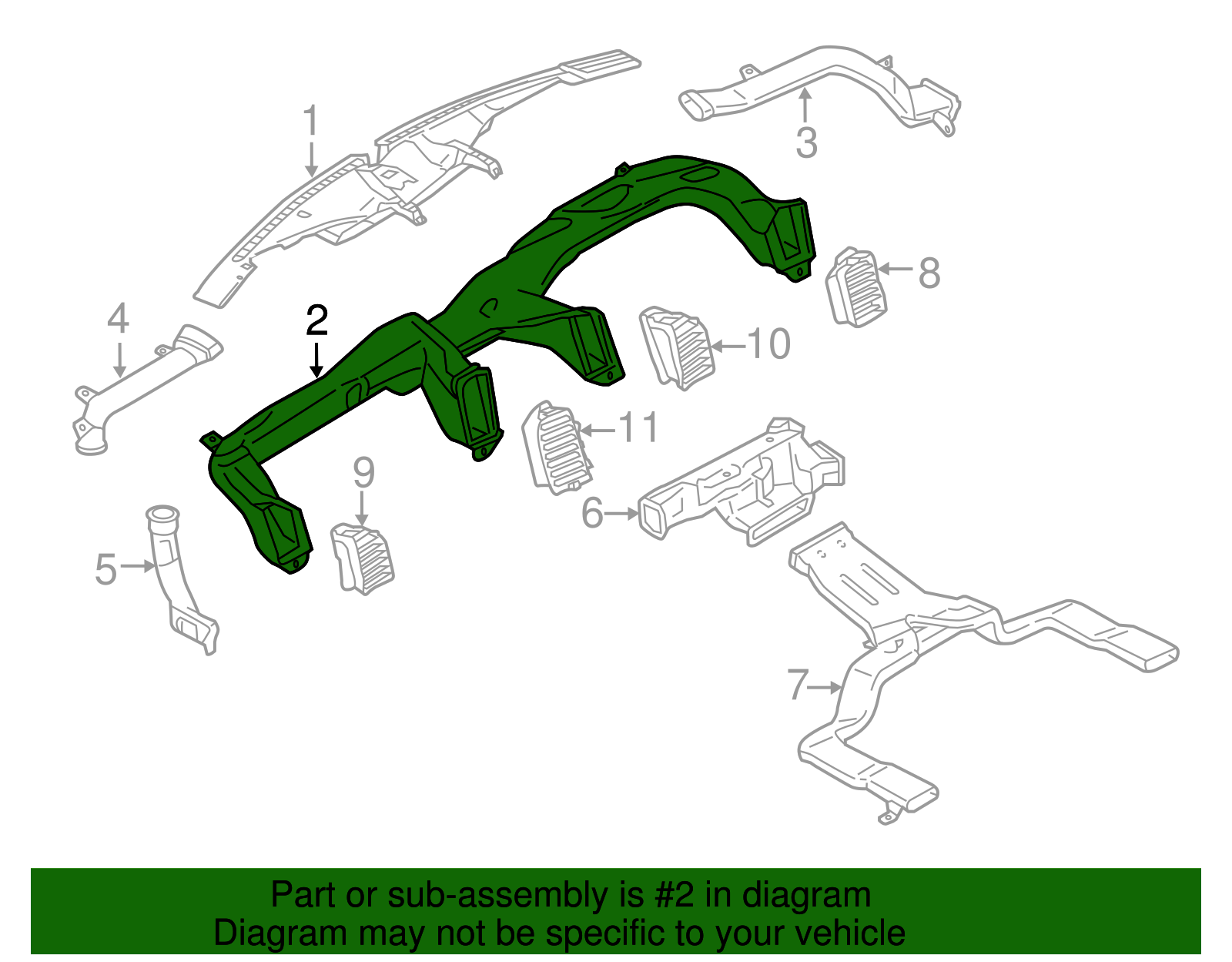 2017-2022 Ford Instrument Panel Air Duct HC3Z-19B680-B | Ford OEM Parts ...
