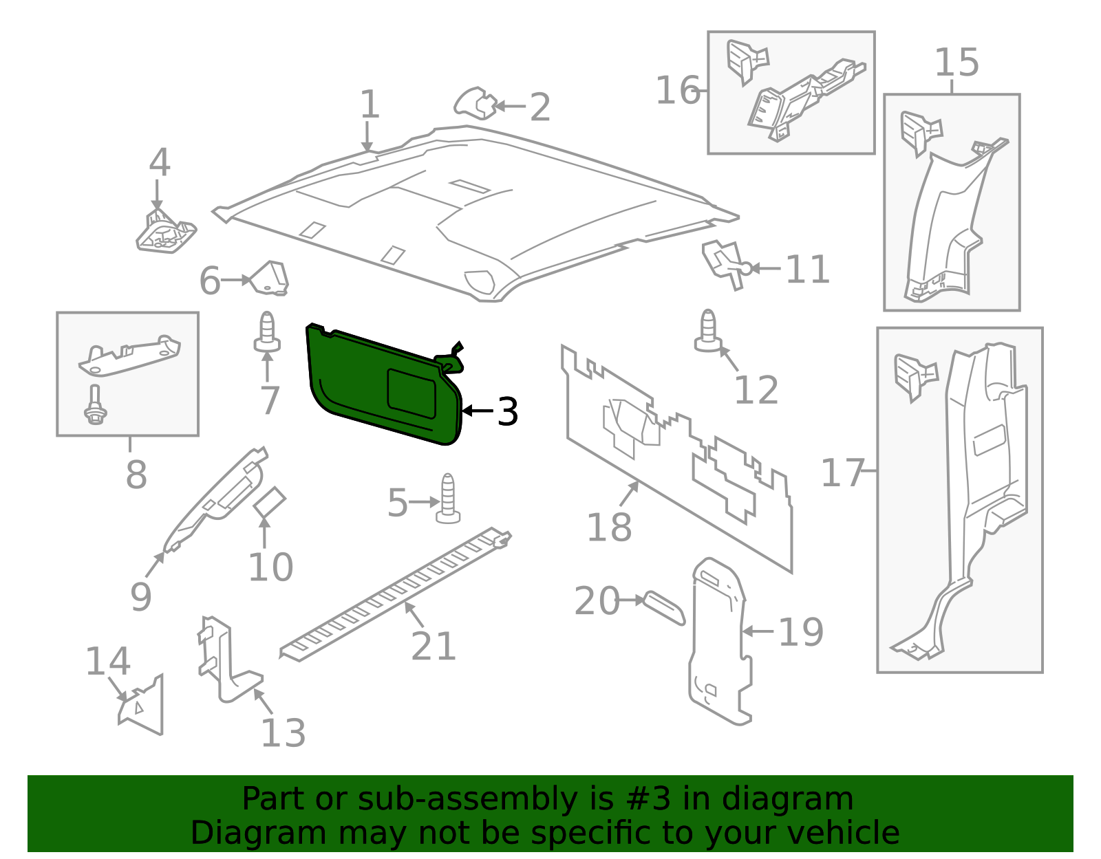 2011-2016 Ford | Sun-Visor | BC3Z-2504104-EB | Walls' Ford Parts