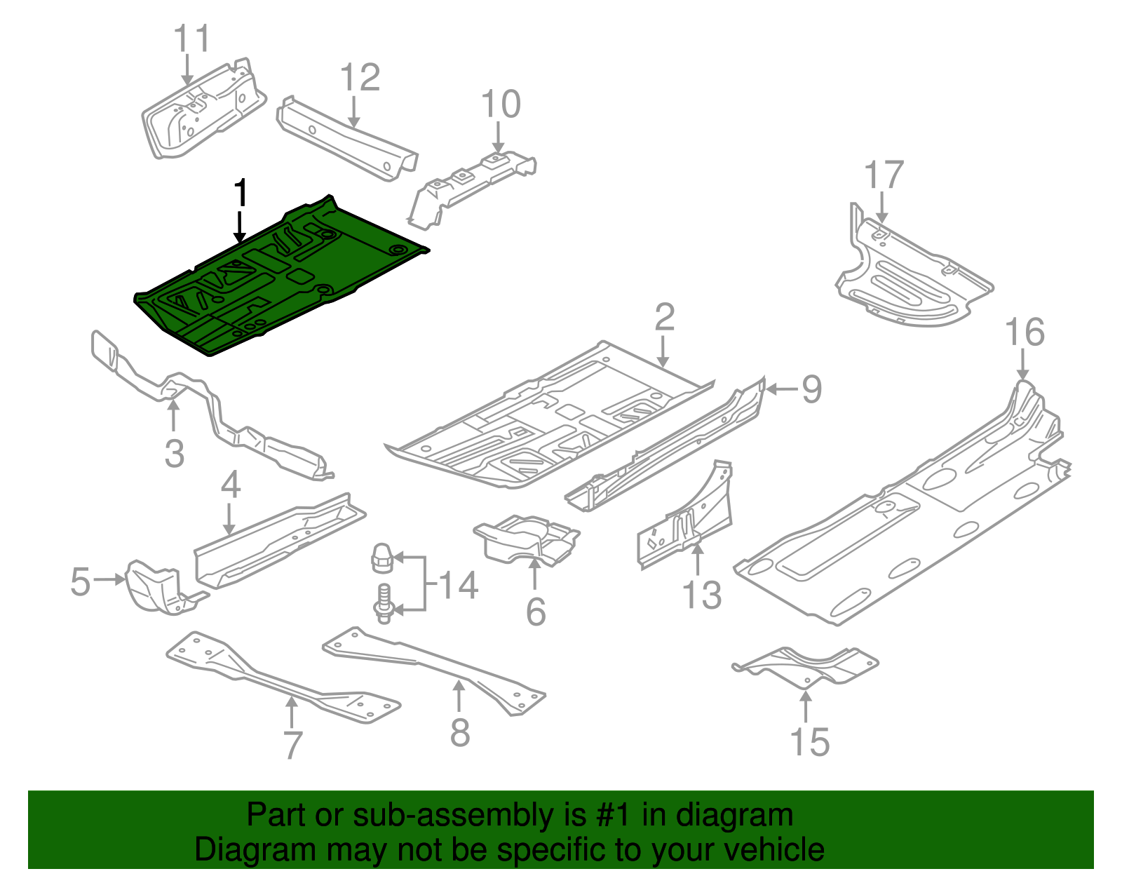 3C0-803-206 - Floor Pan 2006-2018 Volkswagen | Wolfsburg Parts Direct