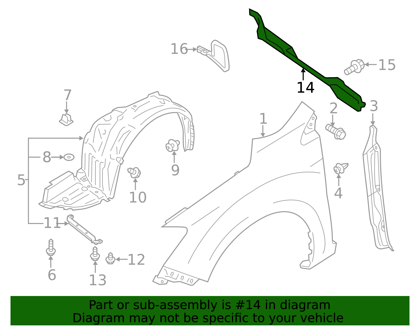 2017-2023 Subaru Fender Ledge Cover 57256FL010 | Subaru Parts Store