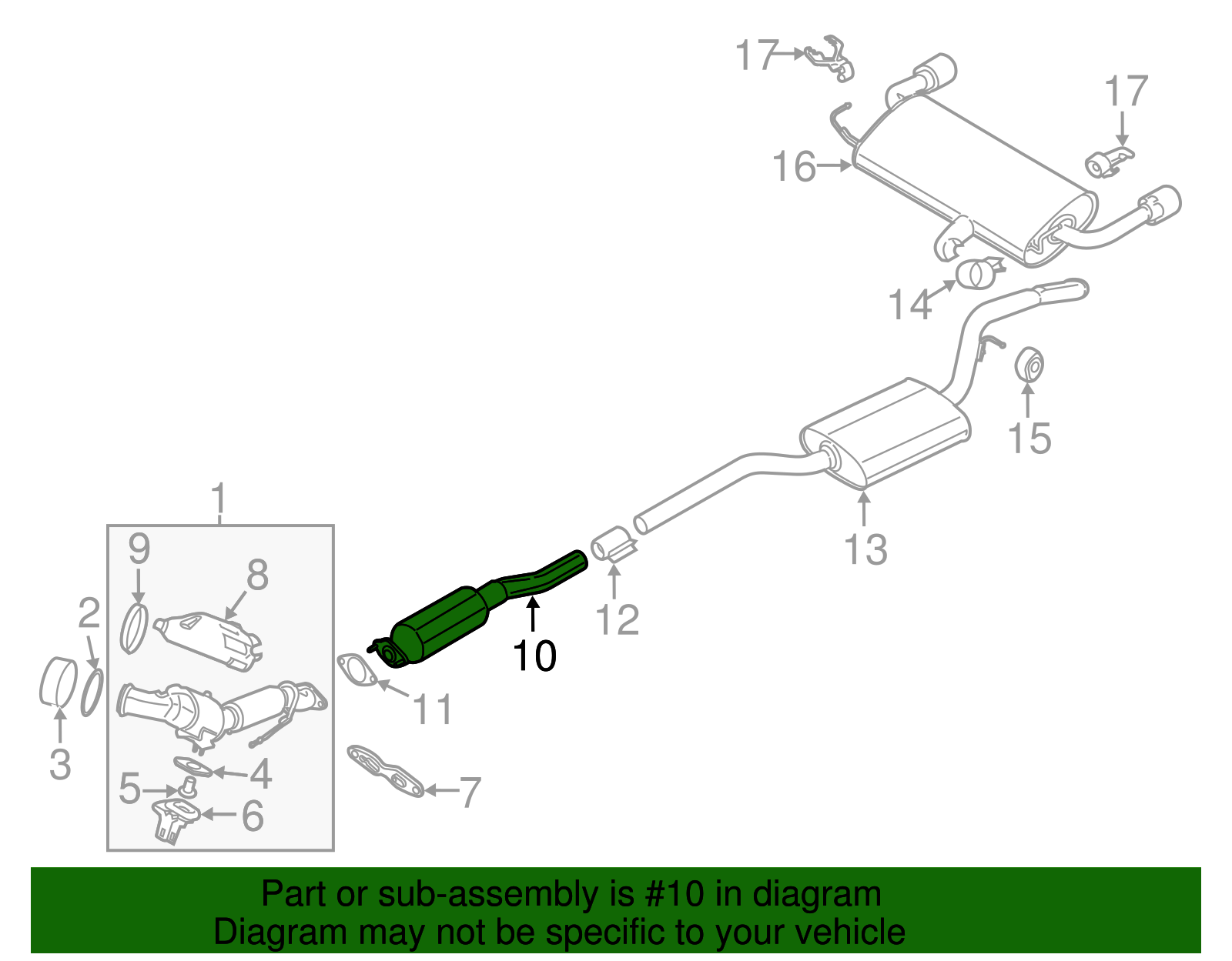 CV6Z-5230-T - Exhaust Muffler - 2013-2018 Ford Escape | Eastgate Ford Parts