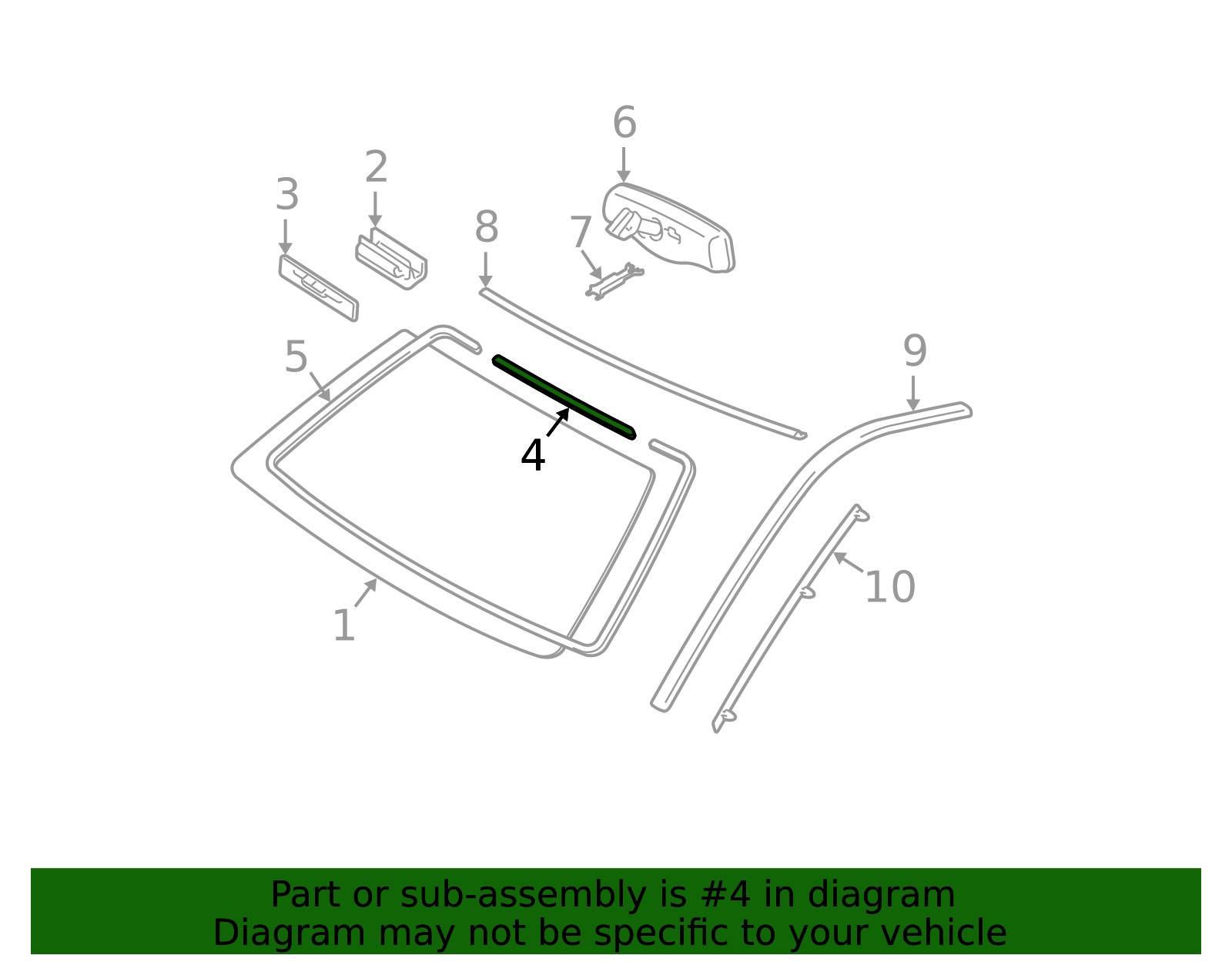2000-2015 Toyota Lower Glass Dam 56117-74010 | MotorMotor