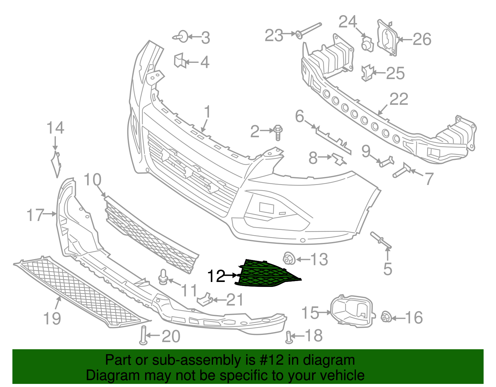 2013-2016 Ford Escape OEM NEW 13-16 Ford Escape Left Side Bumper Hole ...