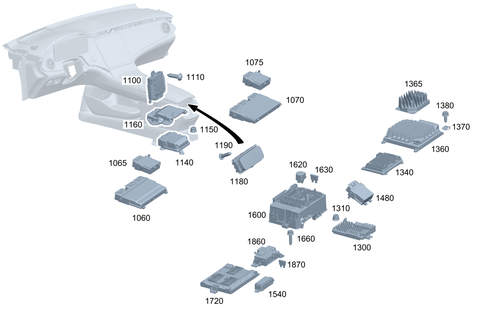 Control Units/Fuse Boxes/Relays in Vehicle Interior for 2025 Mercedes ...