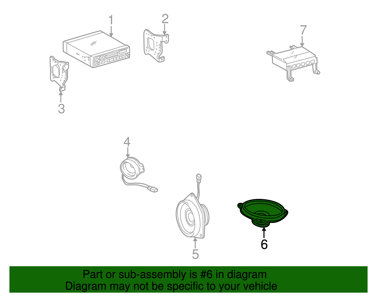 1997-1999 Toyota Camry Pkg Tray Speaker 86160-AA060 | Express Toyota Parts