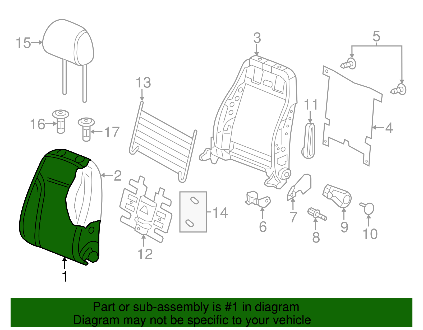 5C6-881-805-FA-EEL - Seat Back Cover 2015-2018 Volkswagen Jetta ...