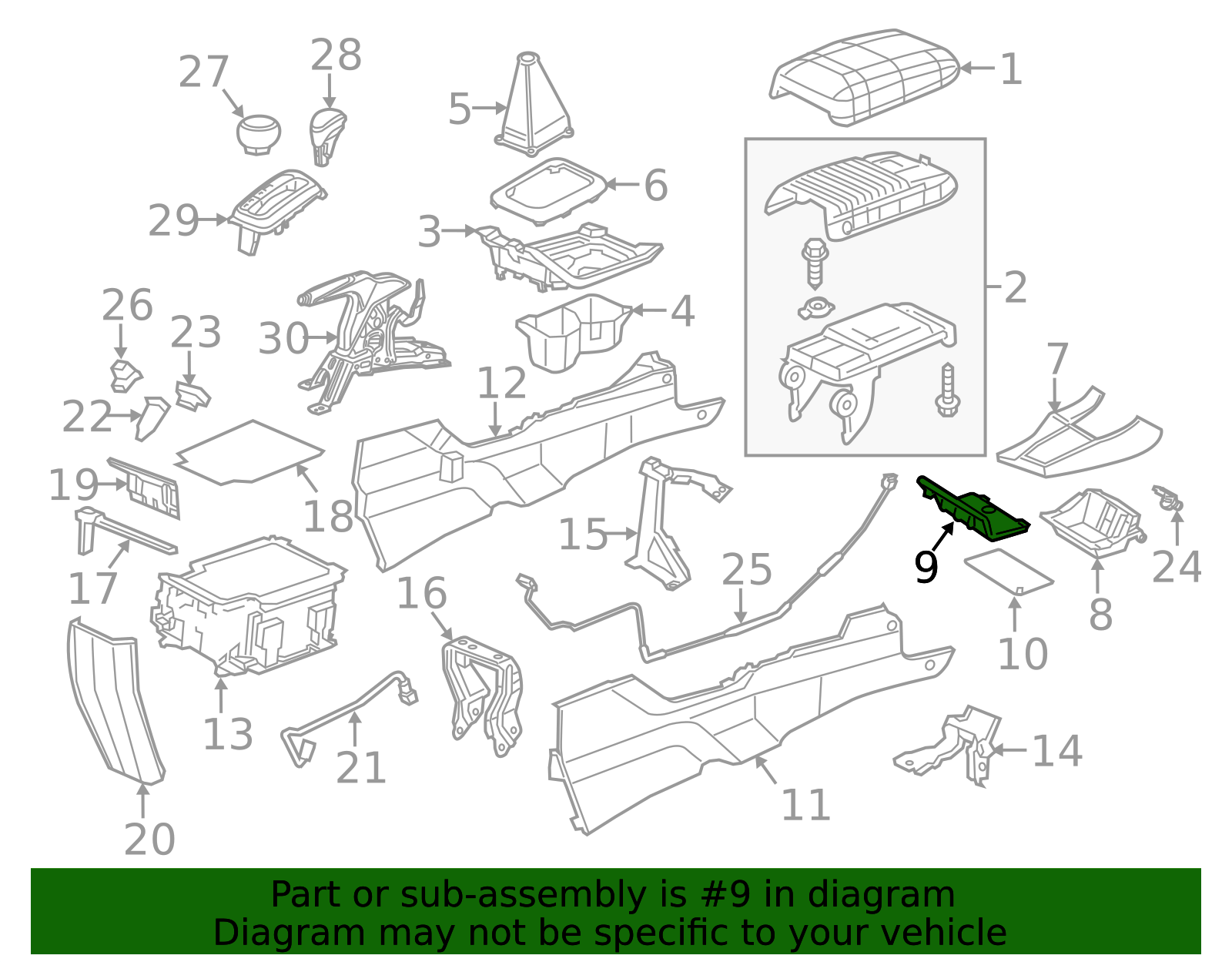 77297-TR6-C01ZA - 2013-2015 Honda Civic - Lid Assembly Center Console ...