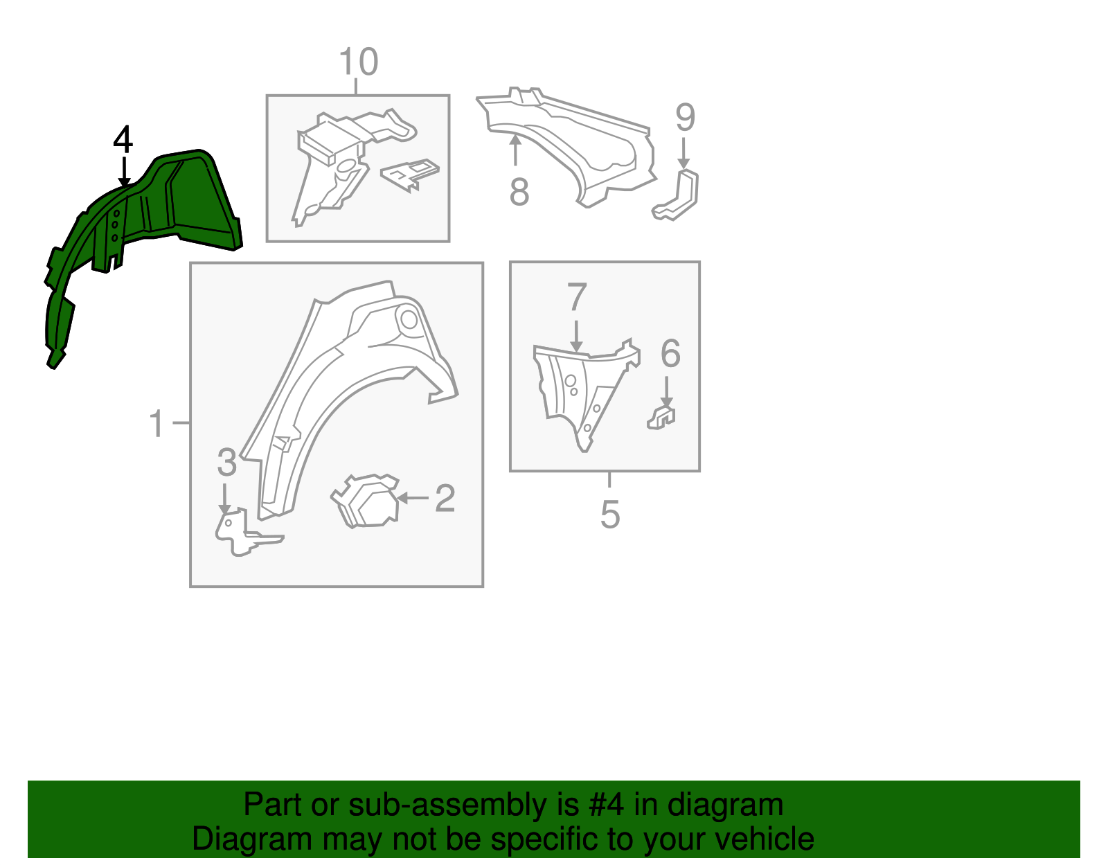 2009-2010 Toyota Corolla Inner Wheelhouse 61608-02360 | Toyota Parts Center