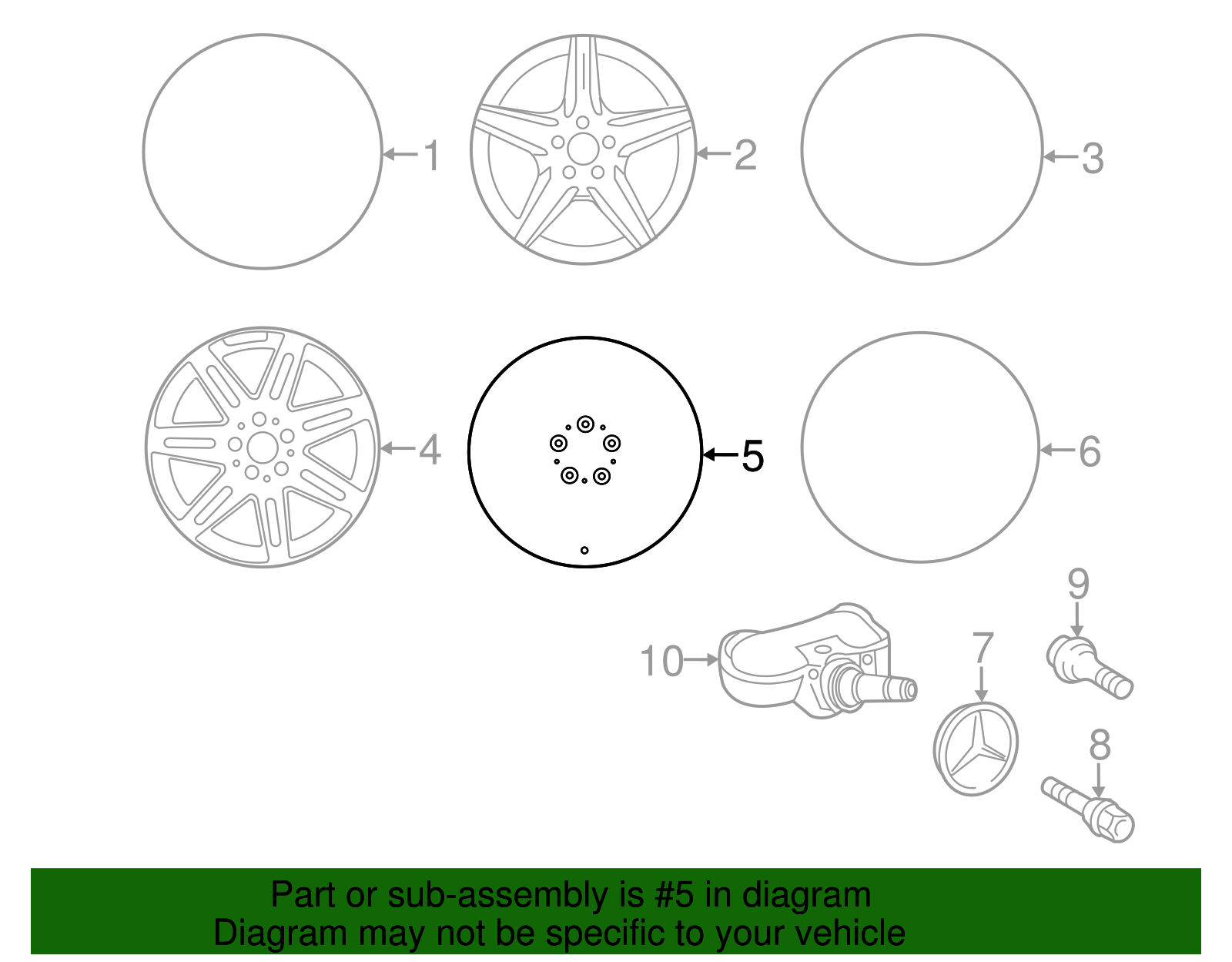 204-401-92-02-7756 - 18in 5-Twin Spoke Wheel (Grey) / Rear Axle 2014 ...