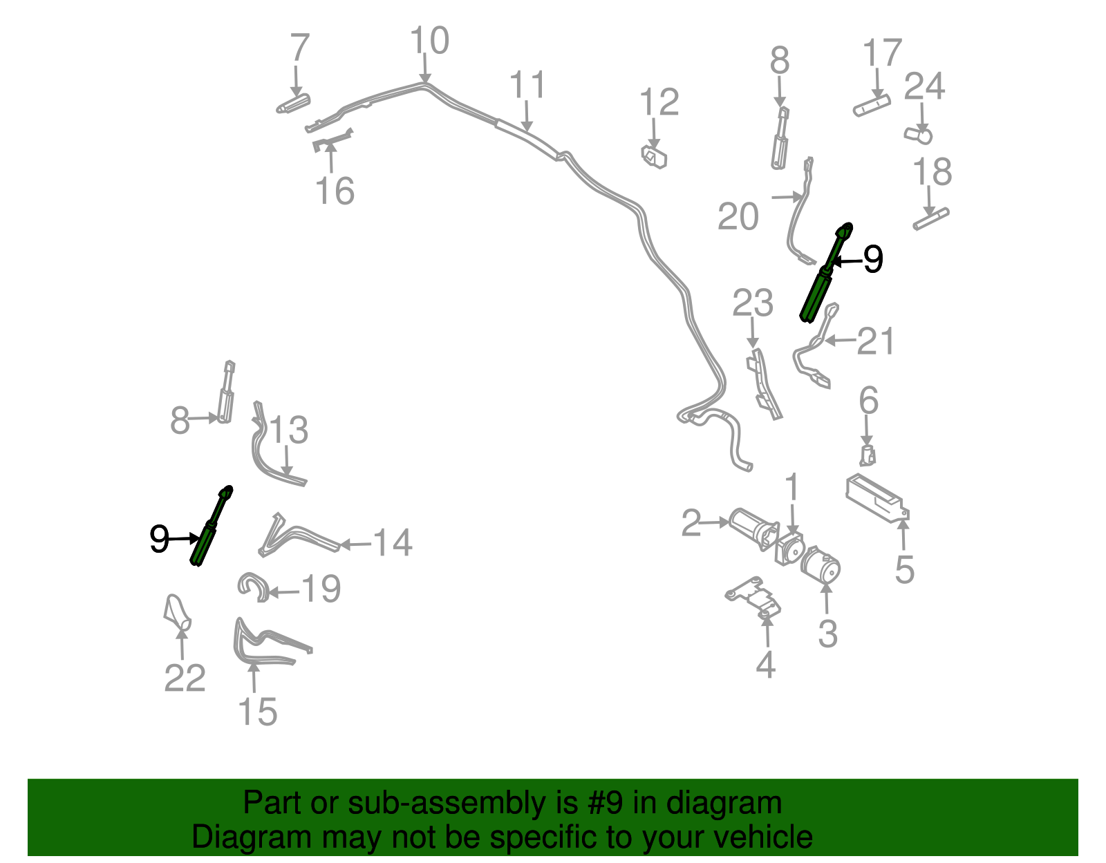 Genuine Conv Top Hydraulic Cylinder for 2004-2011 Saab 9-3 | Part ...