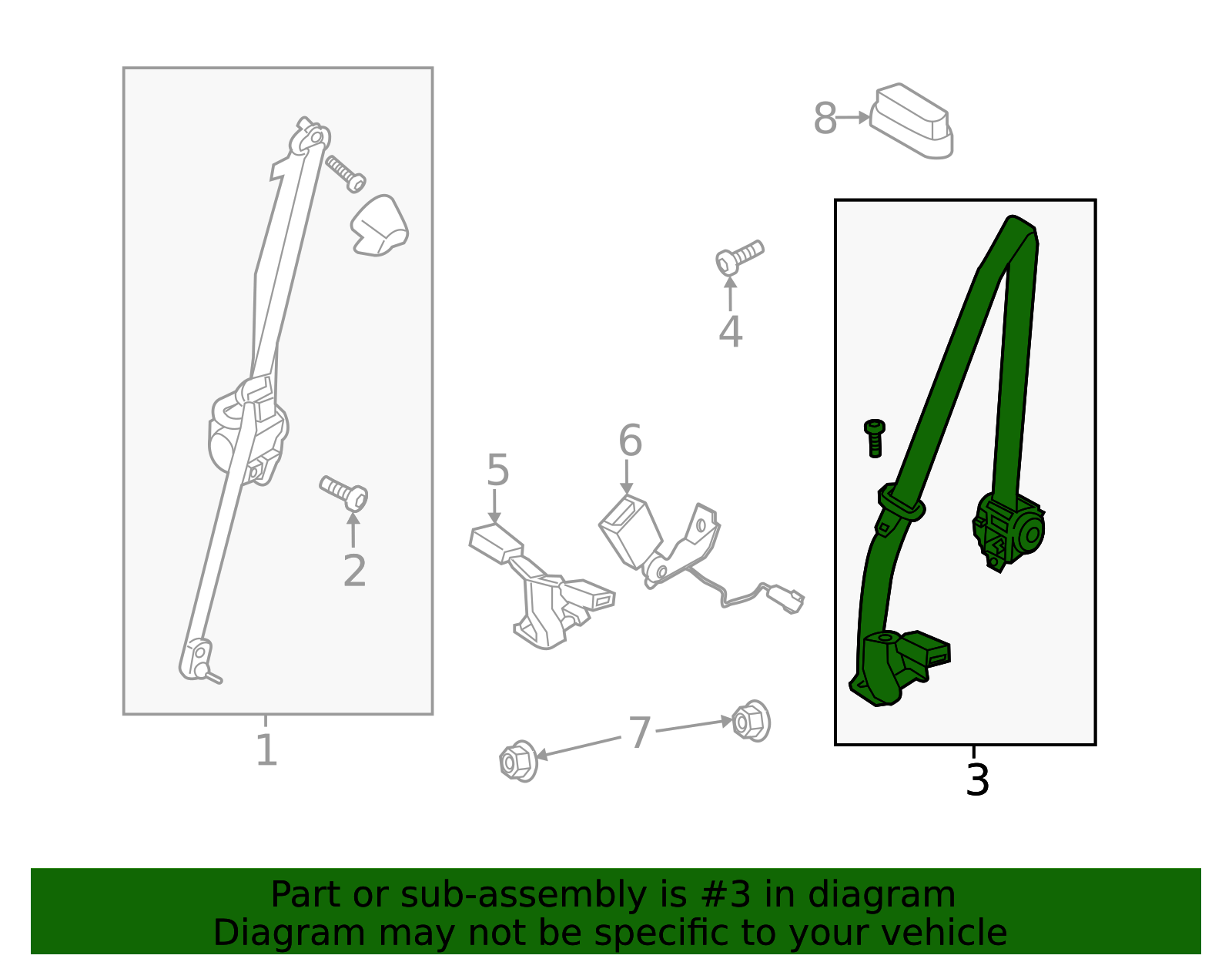 2022-2025 Ford Bronco | Center Belt Assembly | N2DZ-58611B64-AA | Walls ...