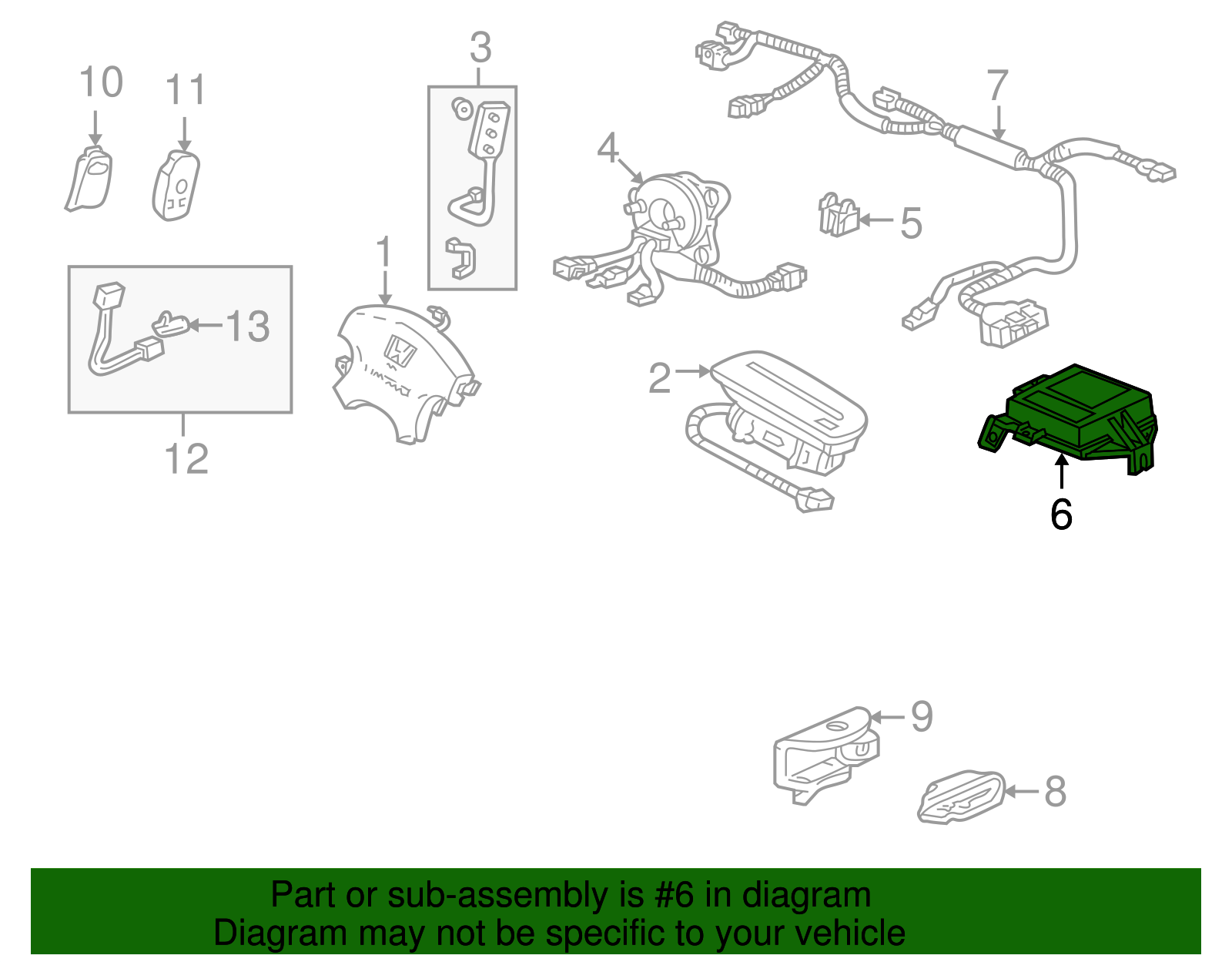77960-S84-316 - 2000 Honda Accord - Unit Assembly SRS | Honda Parts Guys