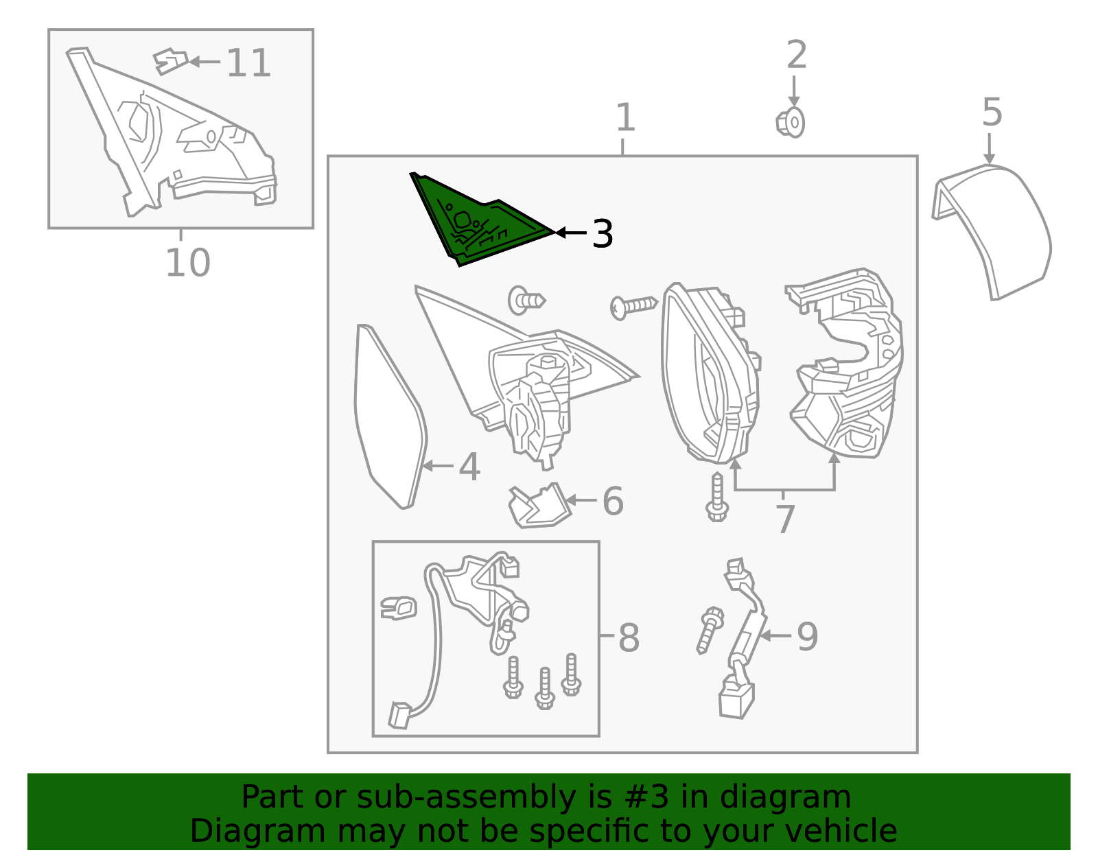 76259-TBA-A01 - Mirror Assembly Gasket 2018-2021 Honda Civic | Honda ...