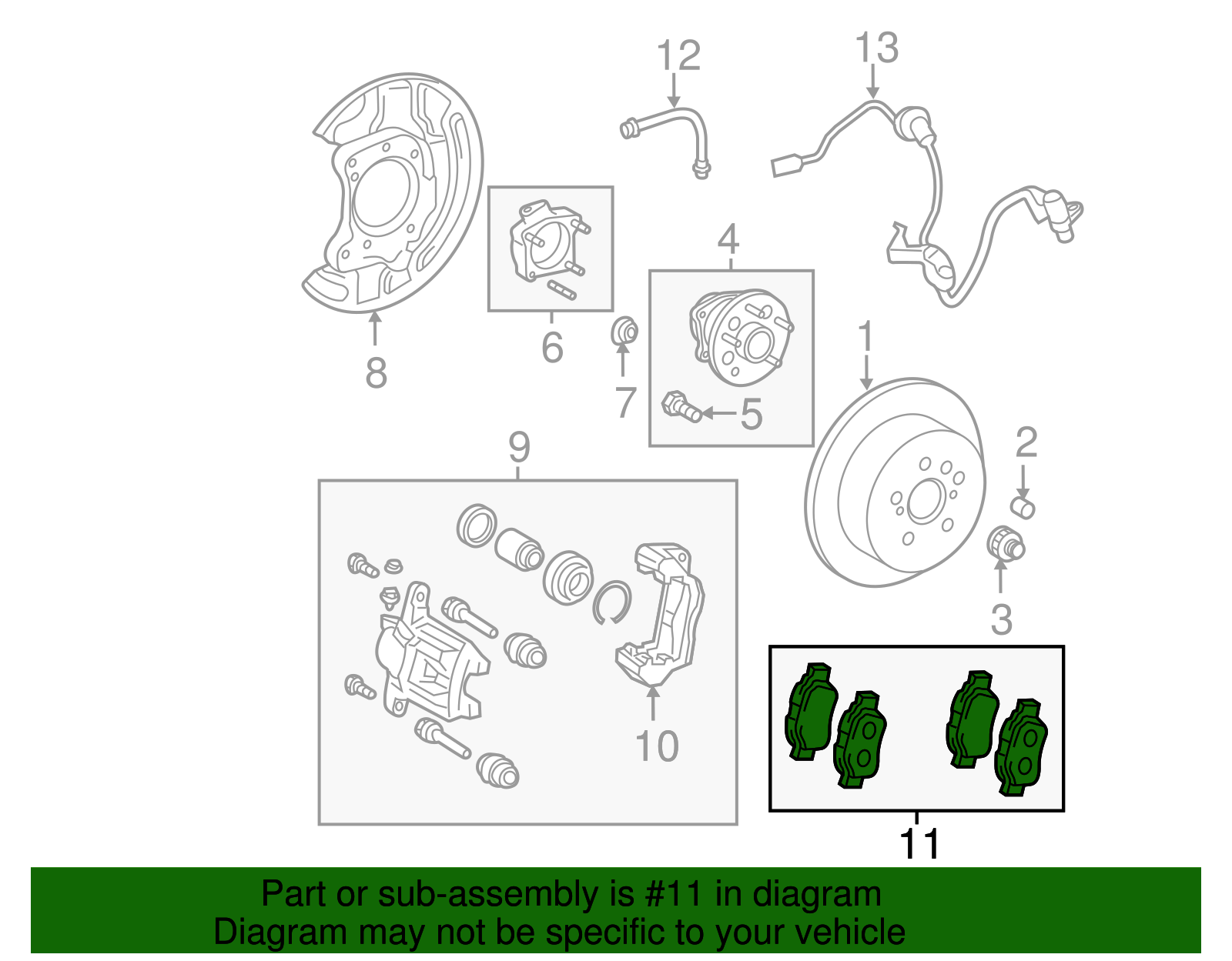 2011-2020 Toyota Brake Pads Rear 04466-0E010 | Toyota Parts Center