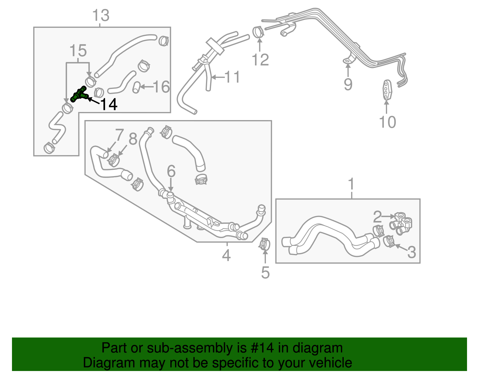 2009-2019 Volkswagen Water Hose Assembly Connector 1K0-121-087-B | VW ...