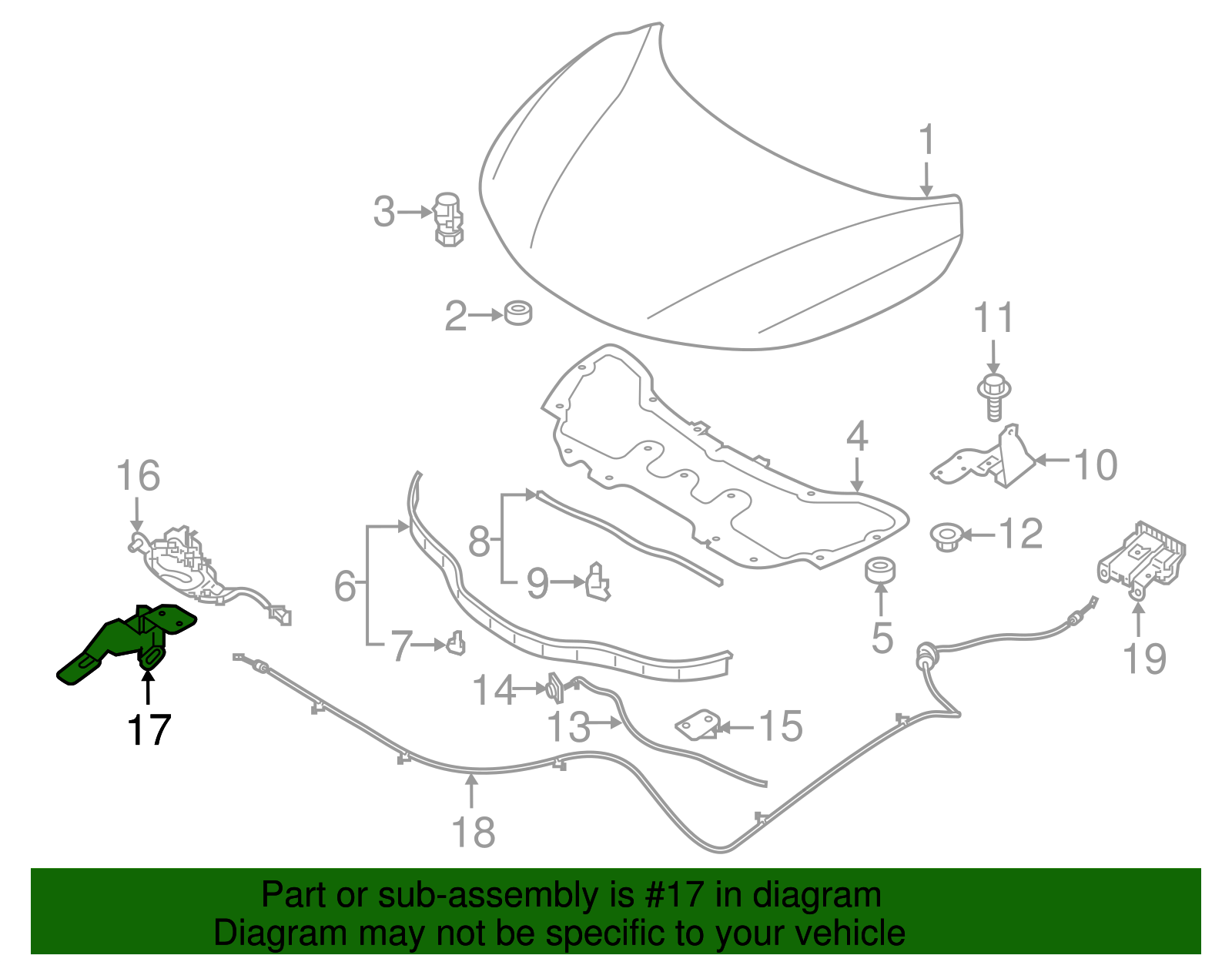 2017-2019 Nissan Safety Catch 65603-6MA0A | Nissan OEM Parts Outlet