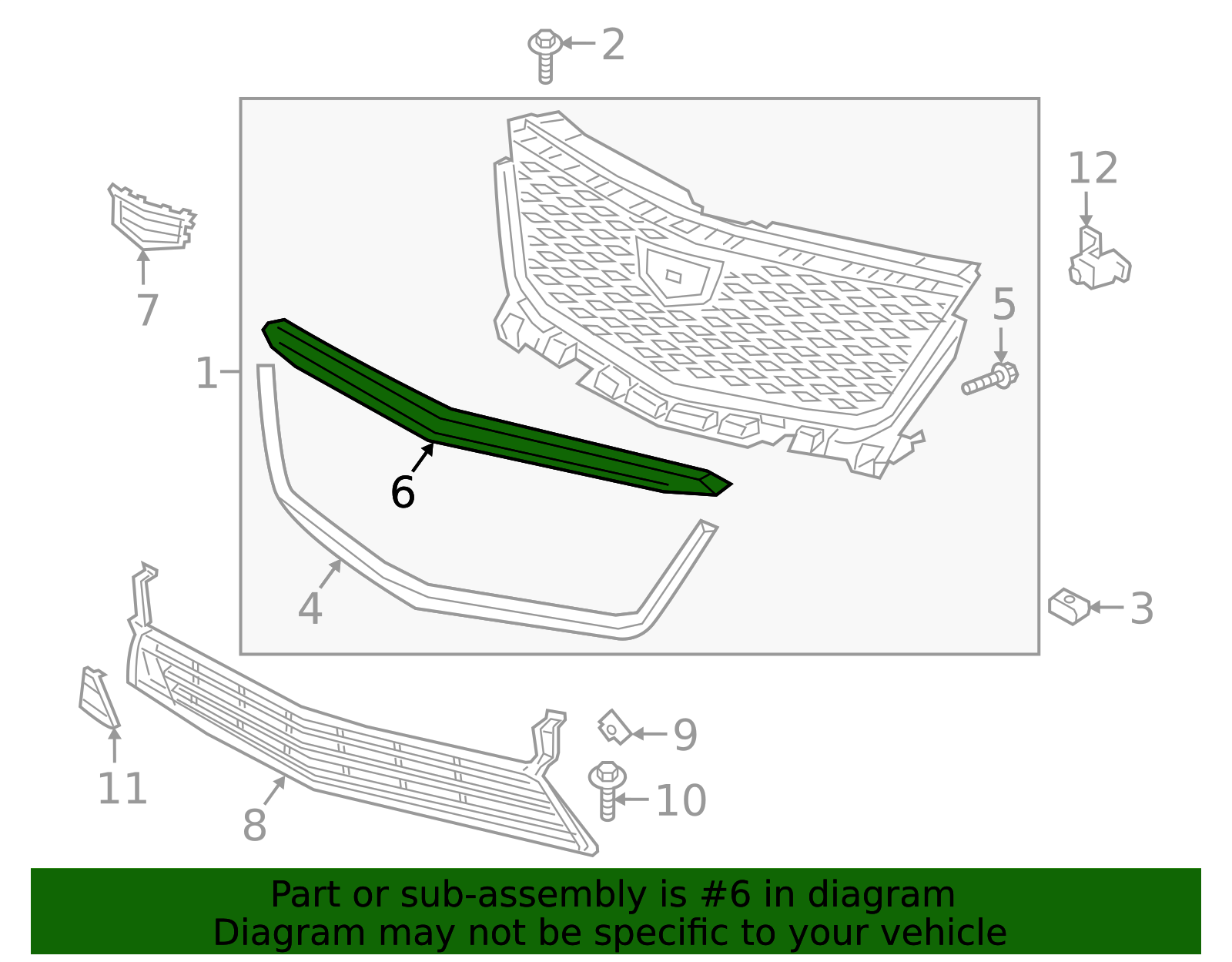 84383320 - 2020-2024 Cadillac XT6 - Silver Front Grille Filler ...